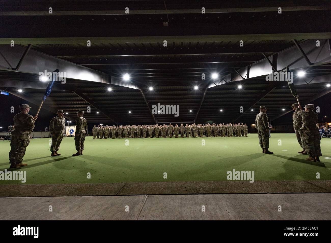 FORT KNOX, Ky. – V Corps Soldiers stand in formation during a casing of ...