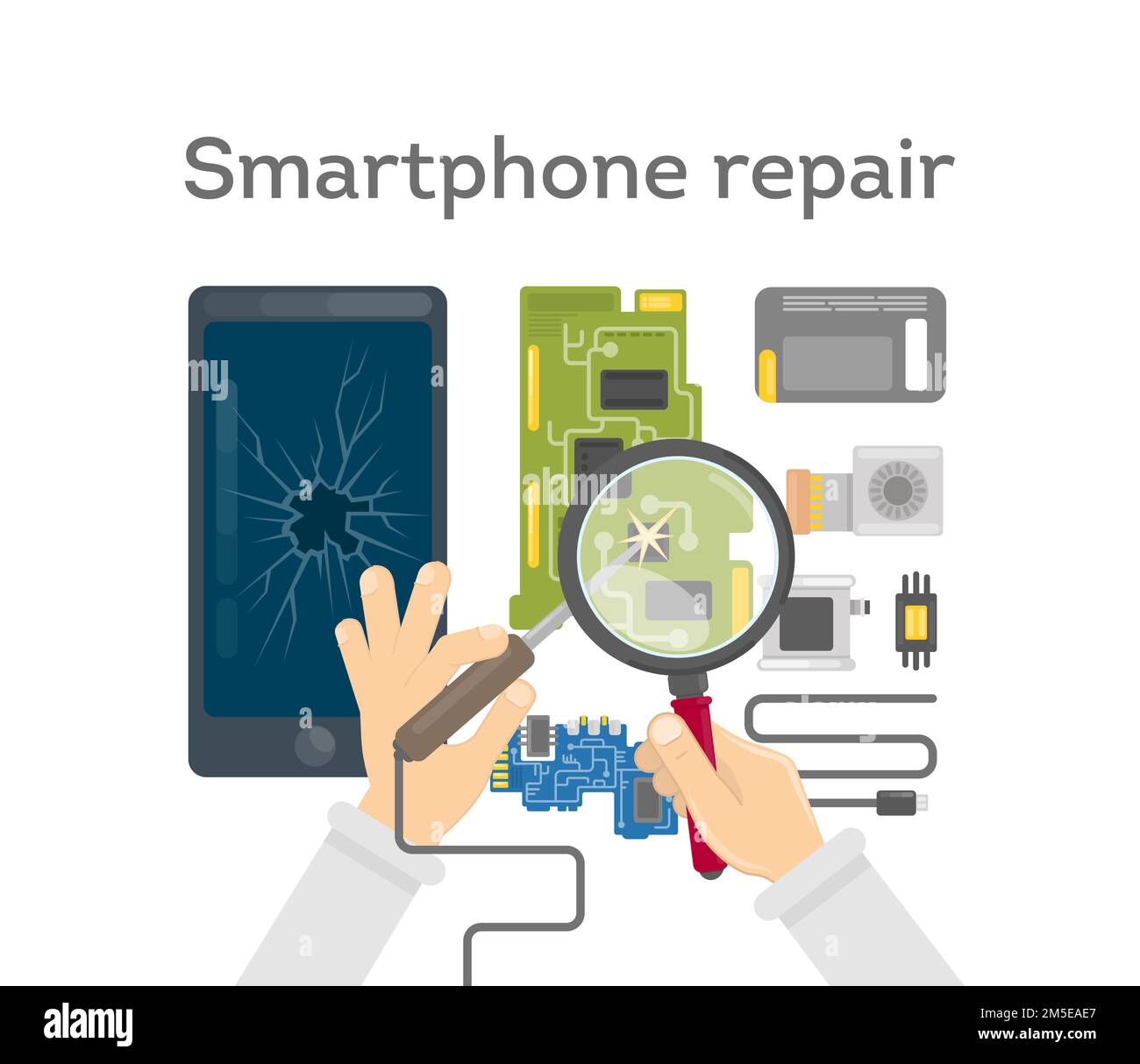 Mobile screen repairing Stock Vector Images - Alamy
