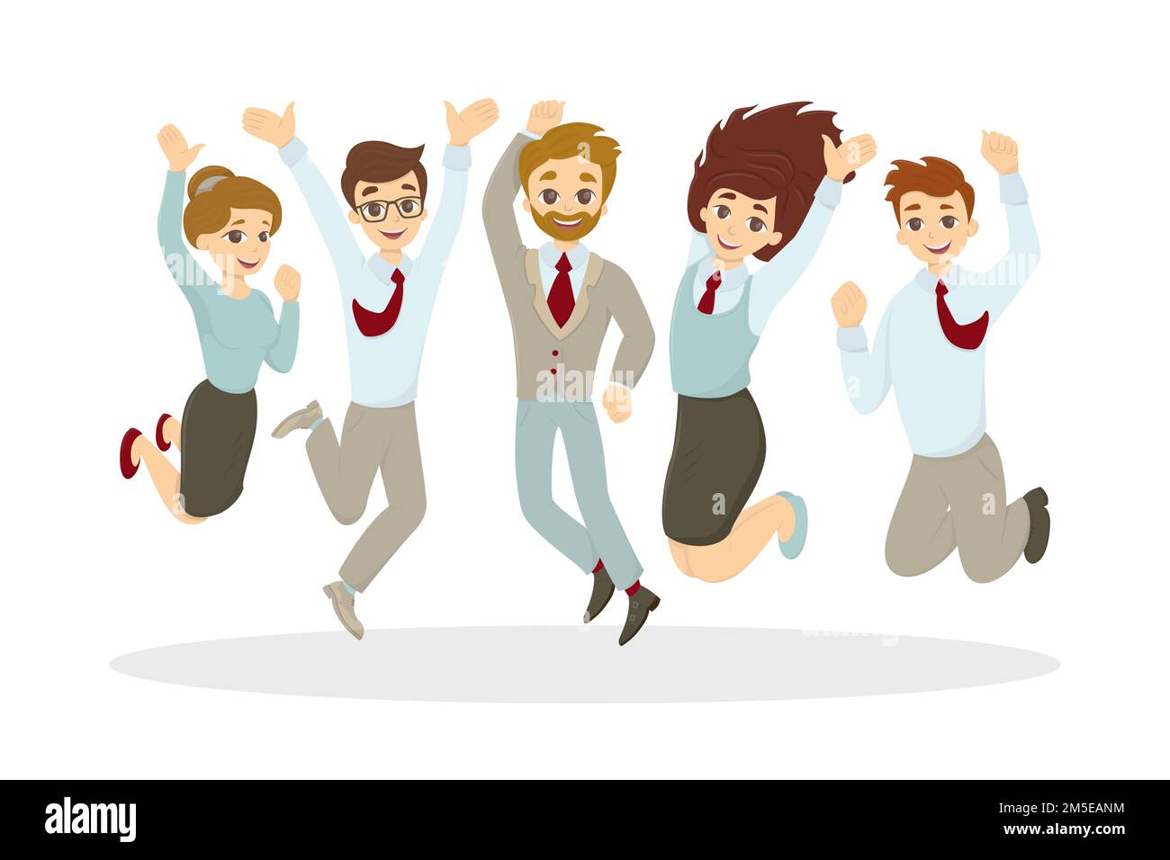 Business woman jumping team Stock Vector Images - Alamy