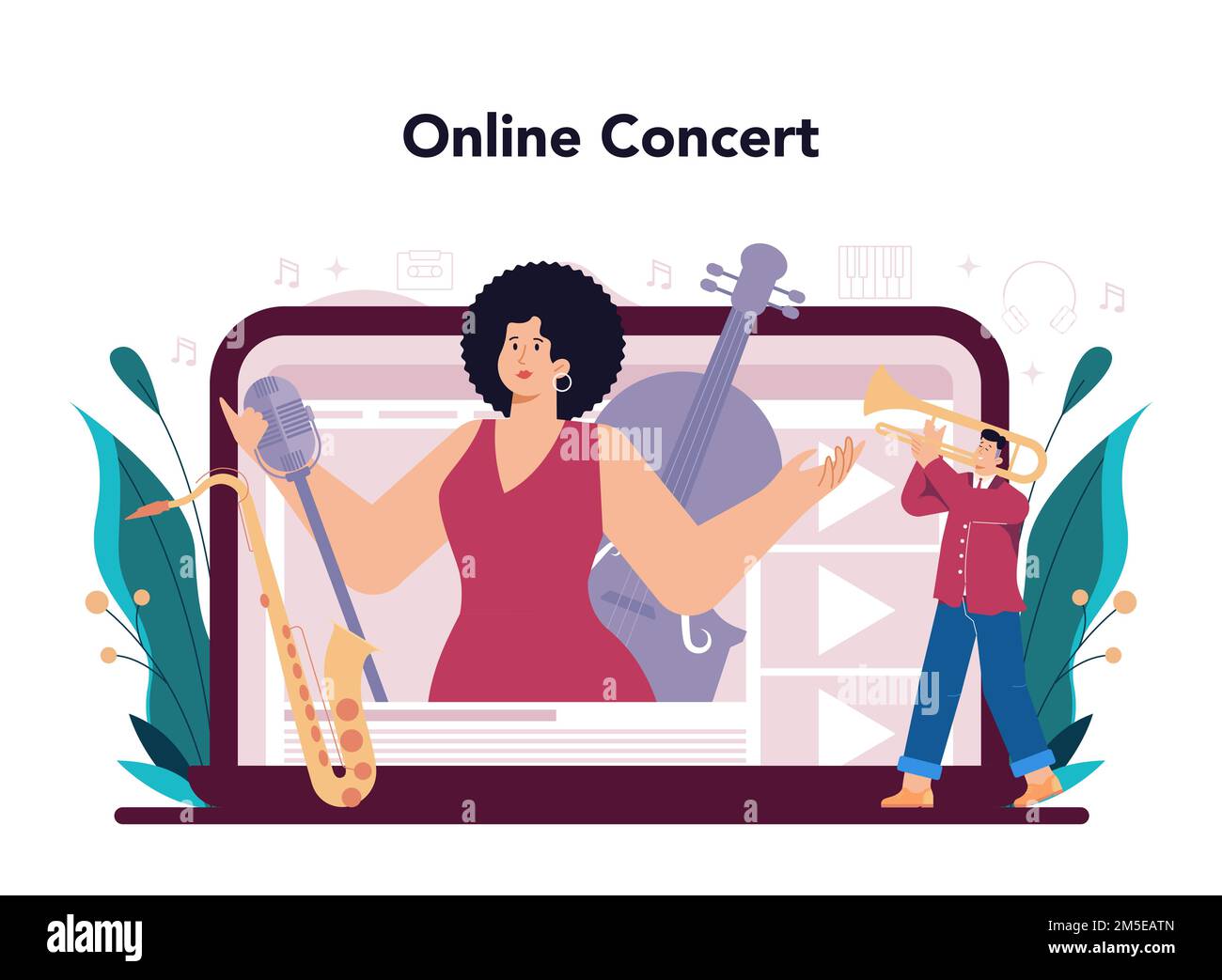 Singer online service or platform set. Performer singing with ...