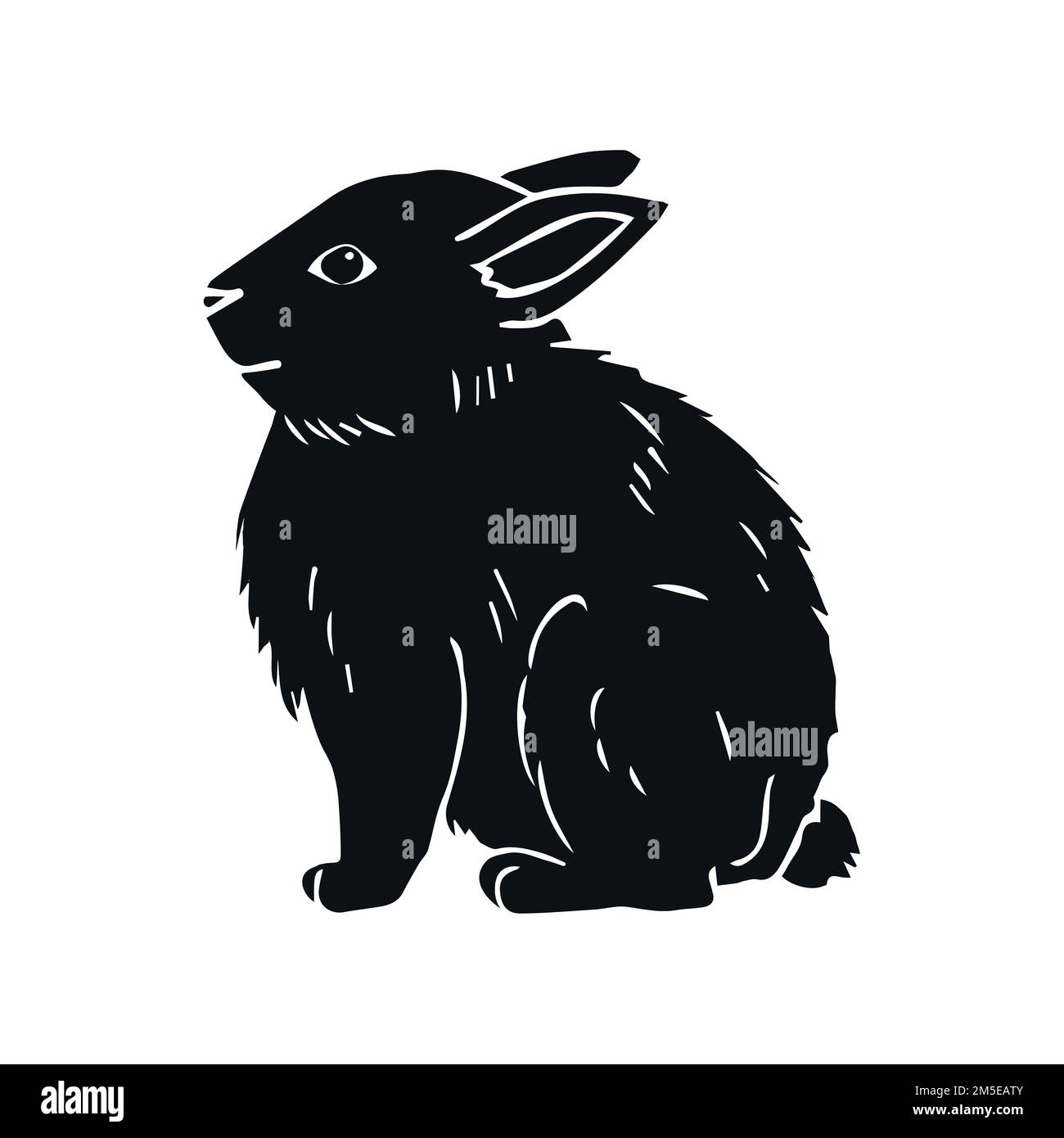 Vector hand drawn doodle sketch black bunny rabbit isolated on white ...
