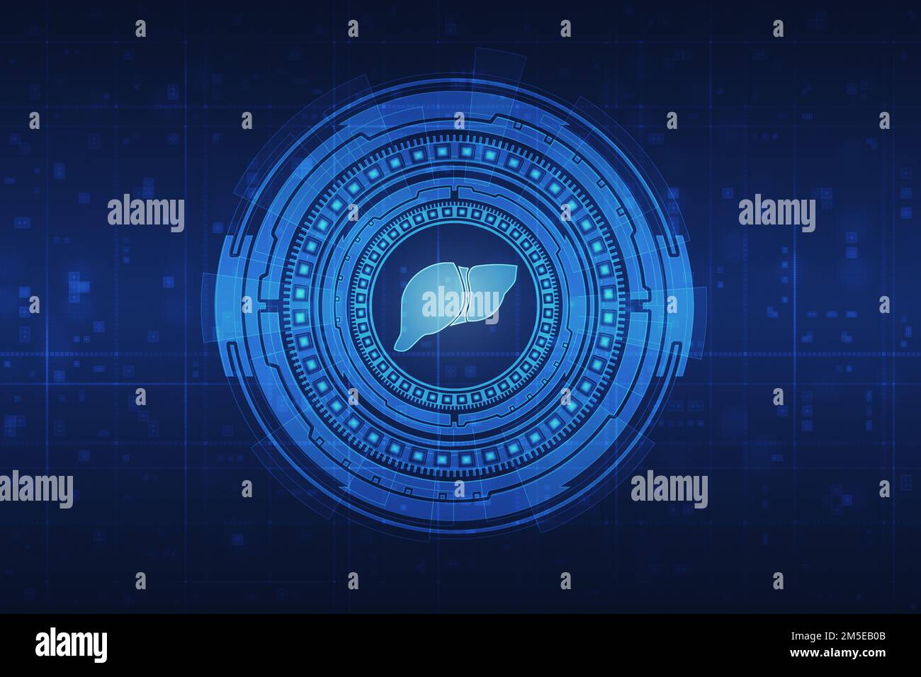Medical hud screen with liver. Online medicine and health concept Stock ...