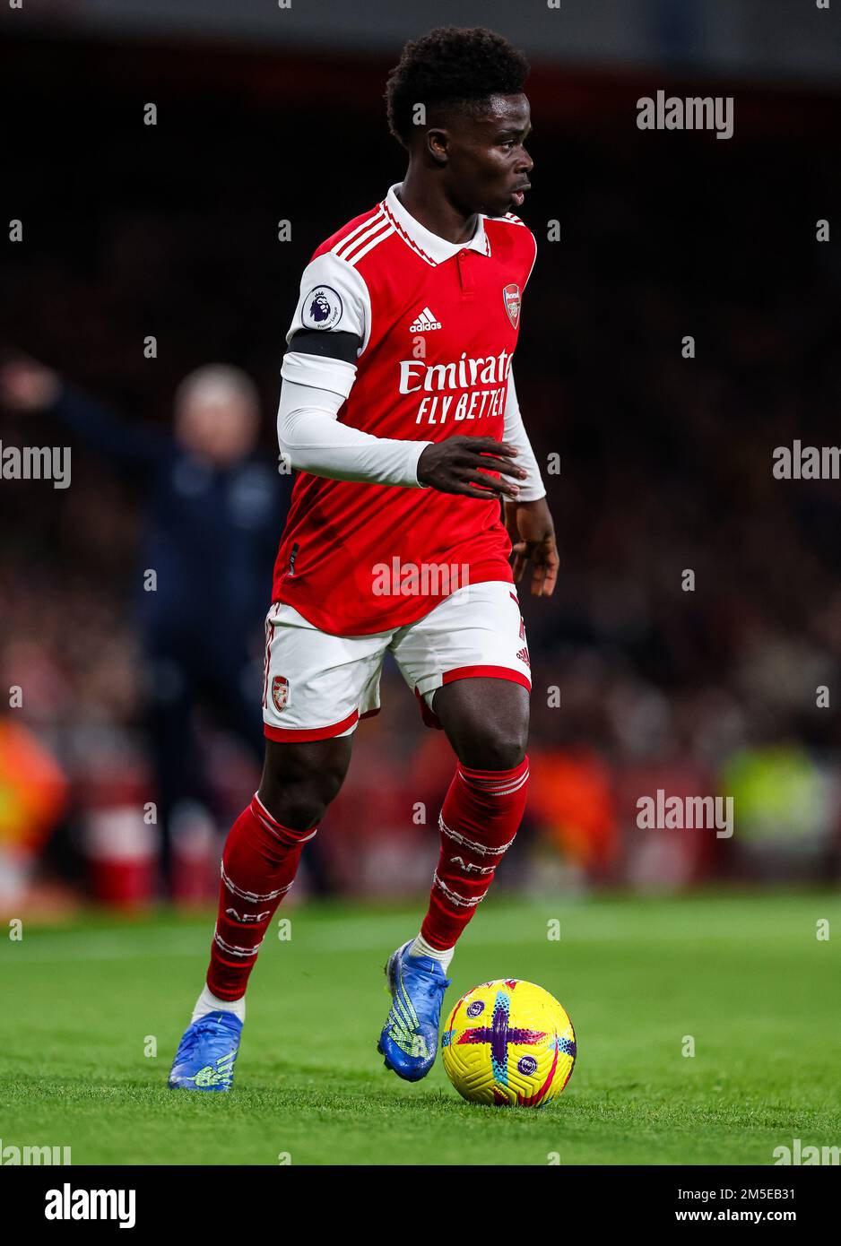 Arsenal's Bukayo Saka in action during the Premier League match at the ...