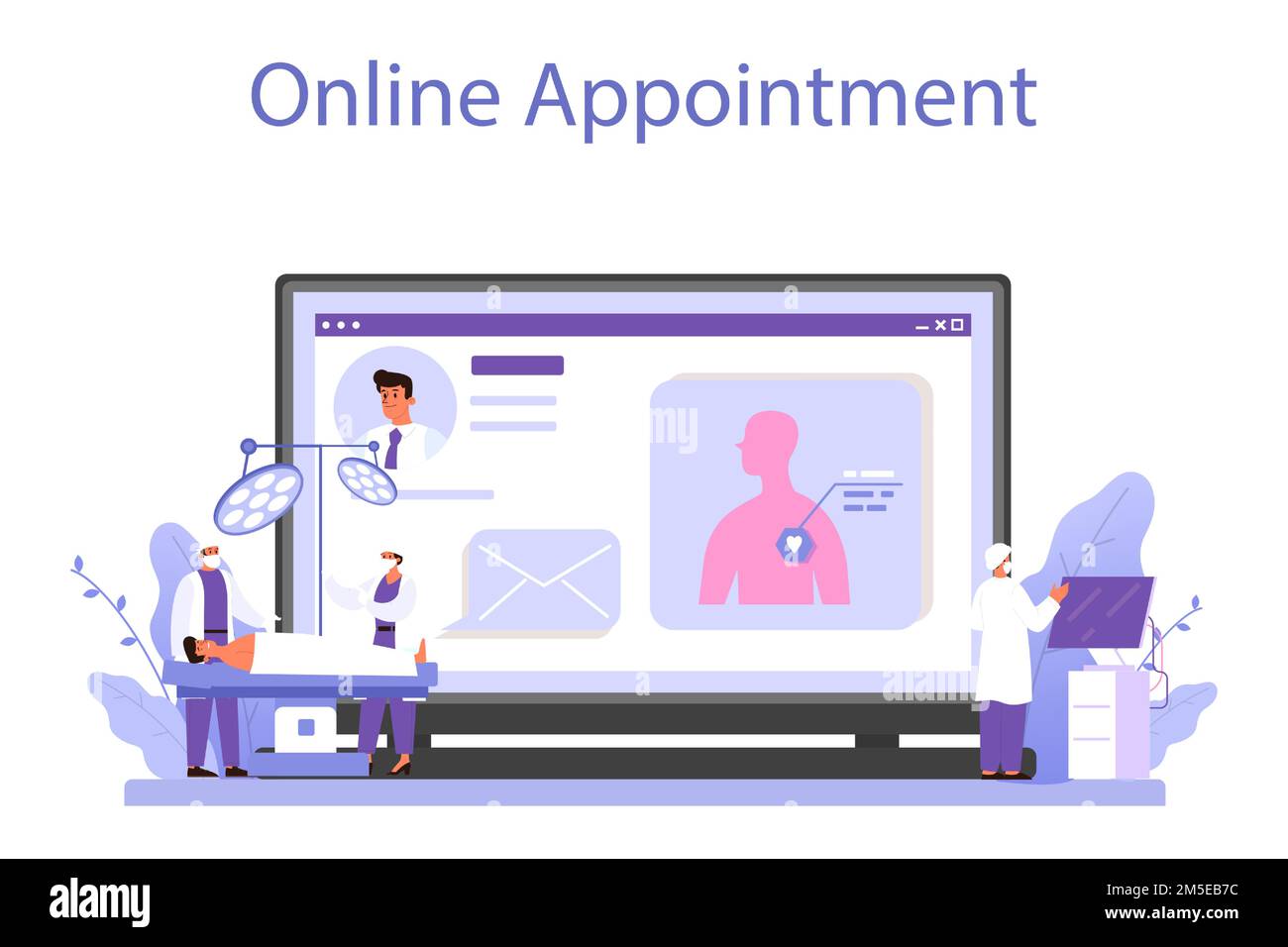 Surgeon online service or platform. Doctor performing medical ...