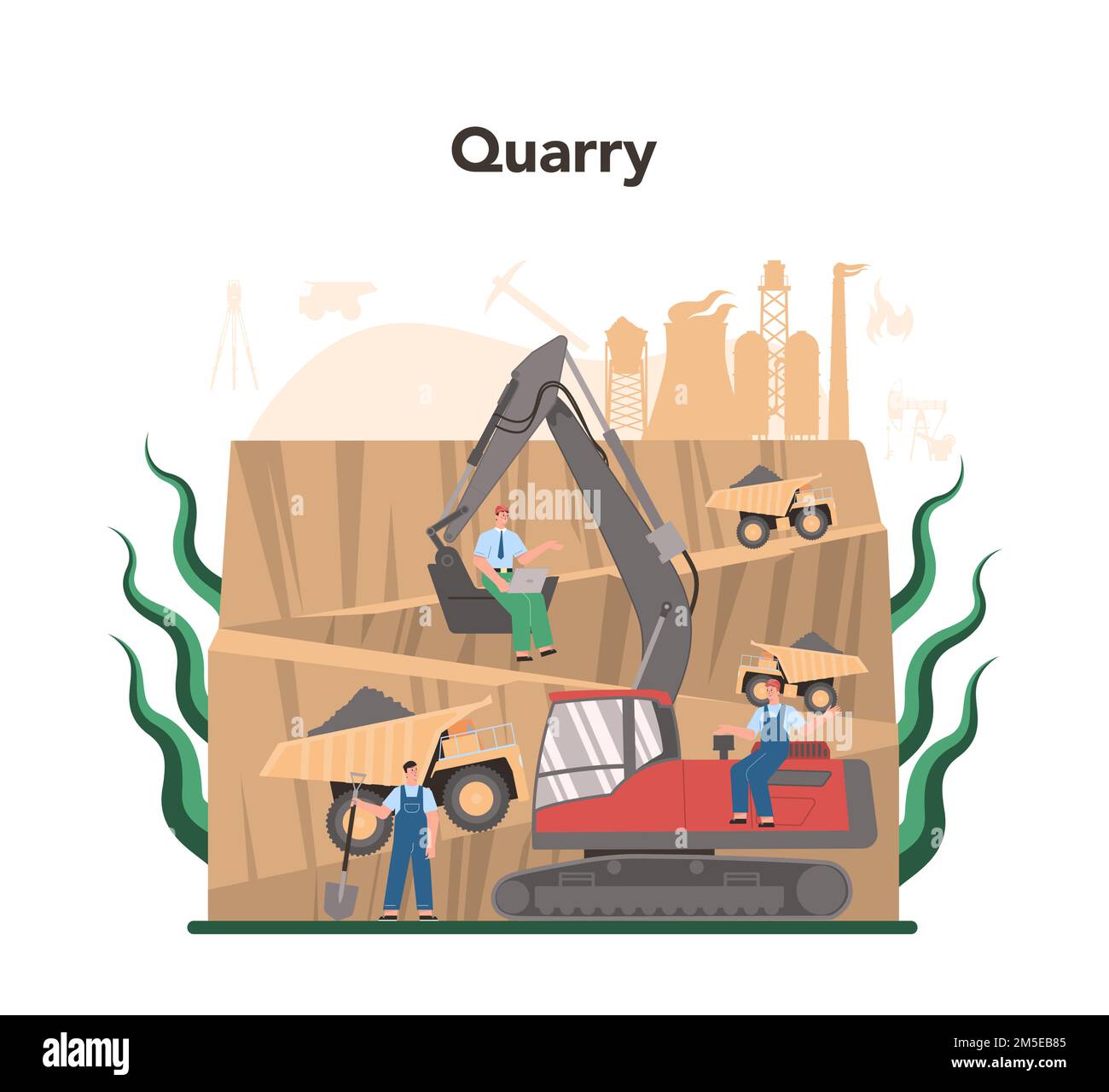 Mining Concept Mineral And Natural Resources Extraction Worker In Uniform And Helmet With