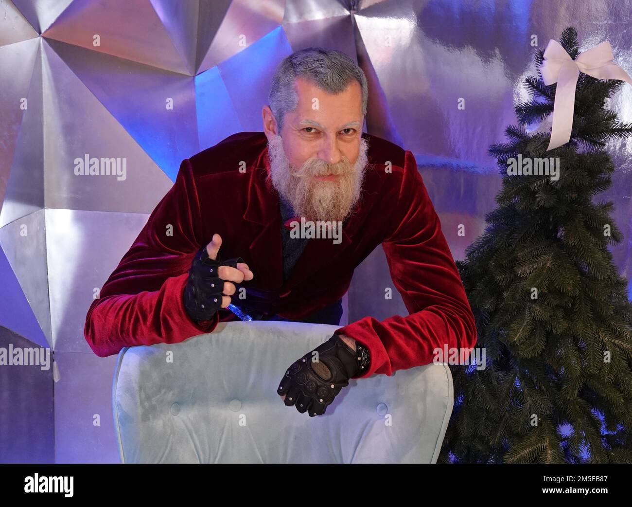 Cool Santa Claus and Rock and Roll Santa Claus Stock Photo - Alamy