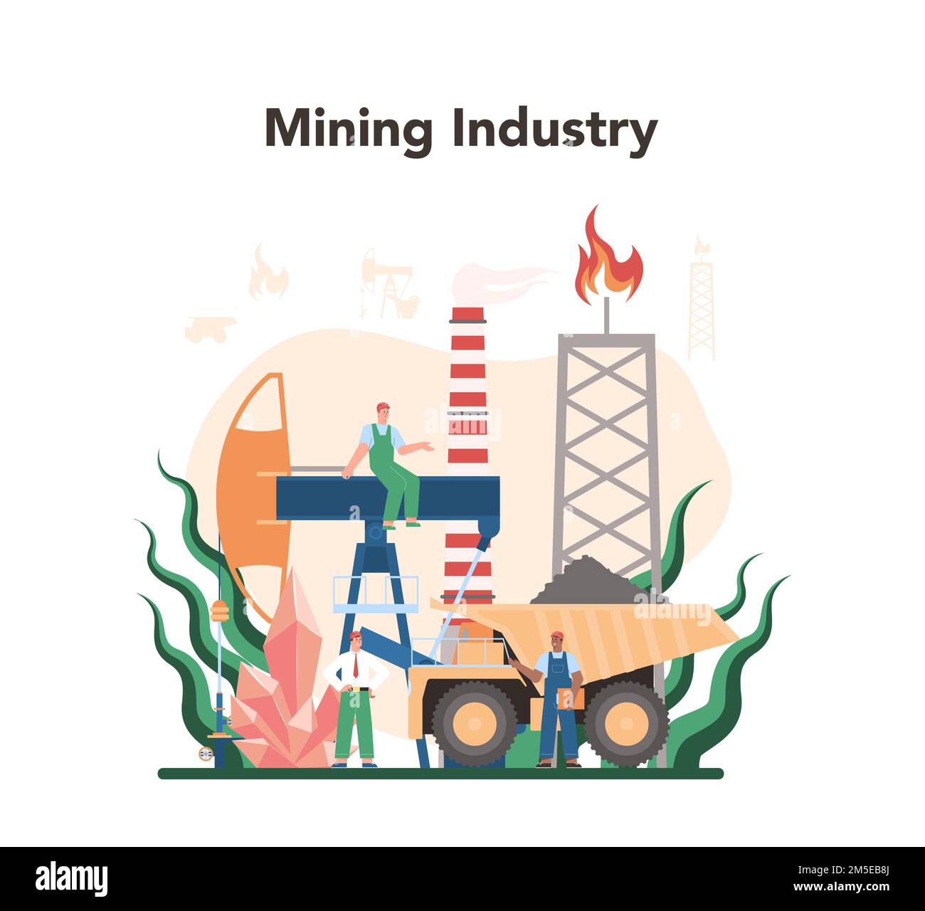 Mining concept. Mineral and natural resources extraction. Worker in ...