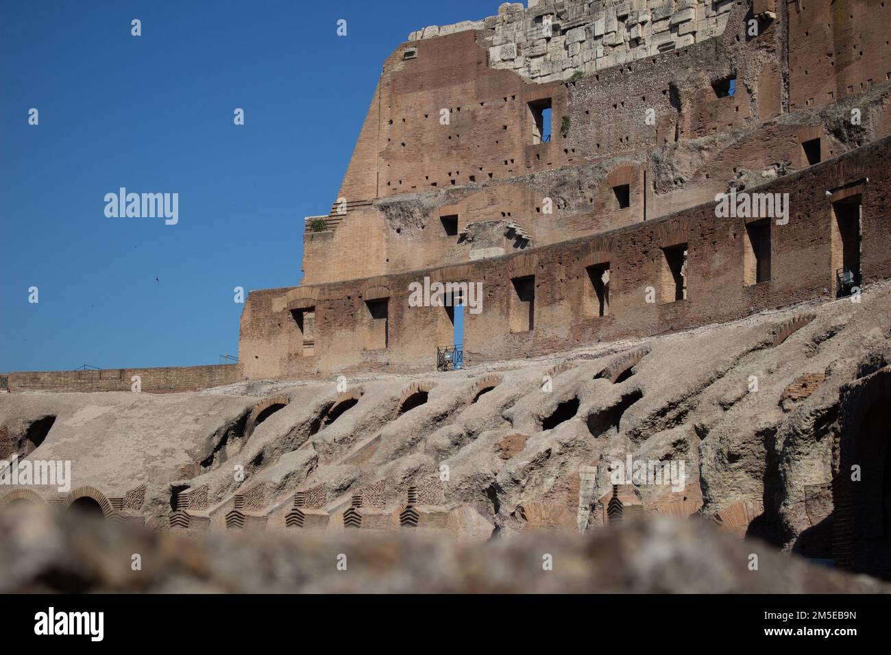 The broken walls from the inside of the Colosseum in Rome, Italy Stock ...