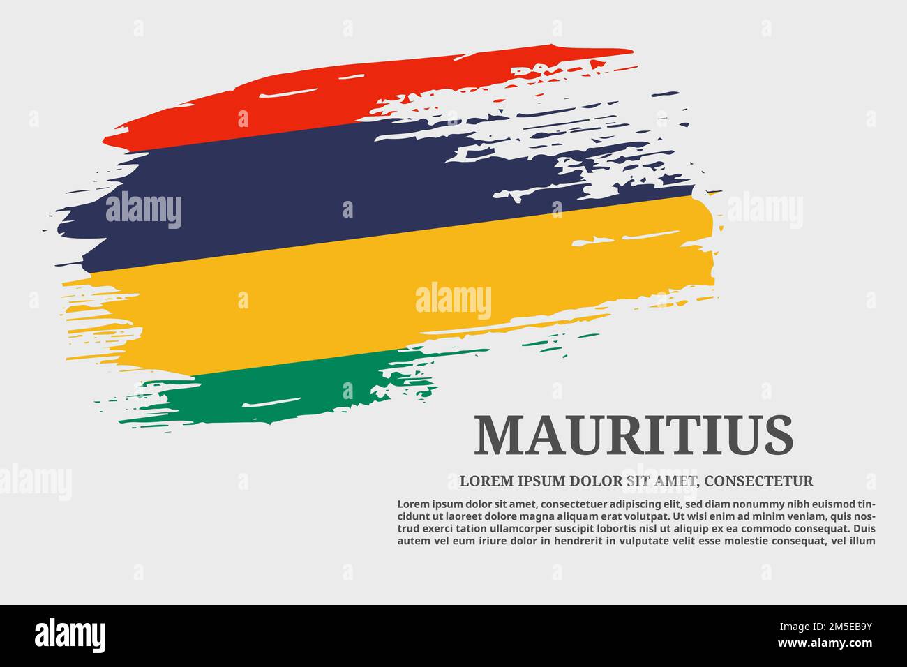 Mauritius flag grunge brush and text poster, vector Stock Vector Image ...
