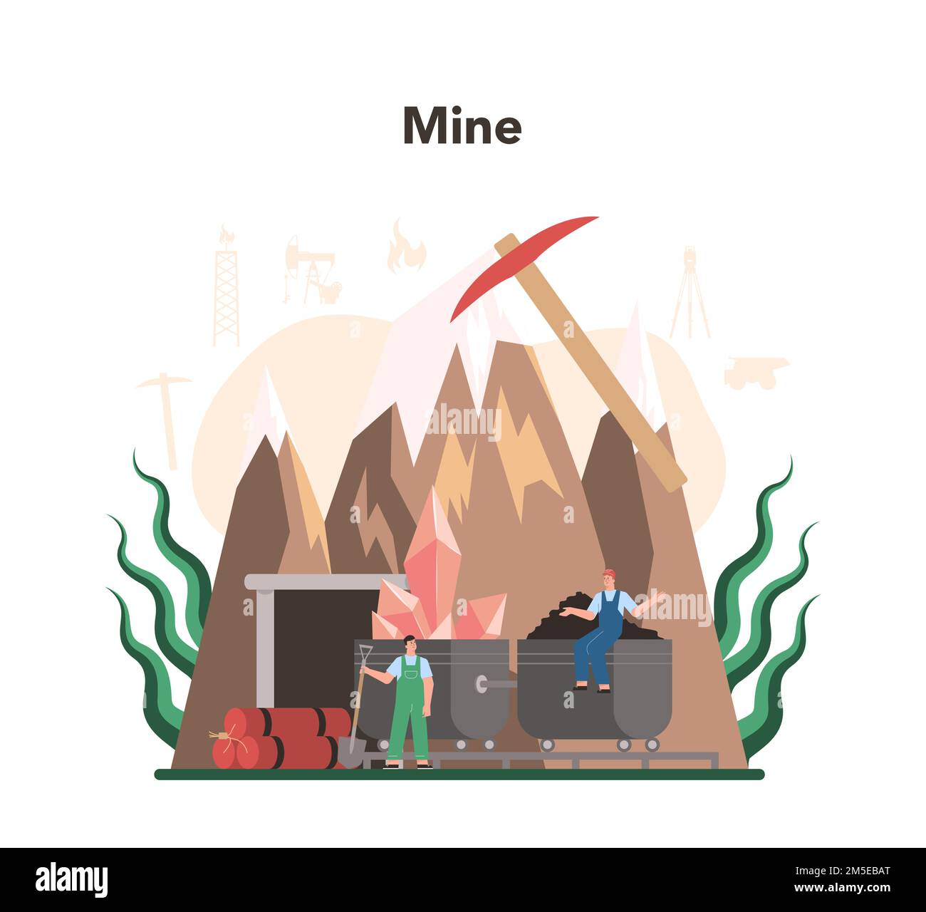 Mining Concept Mineral And Natural Resources Extraction Worker In Uniform And Helmet With