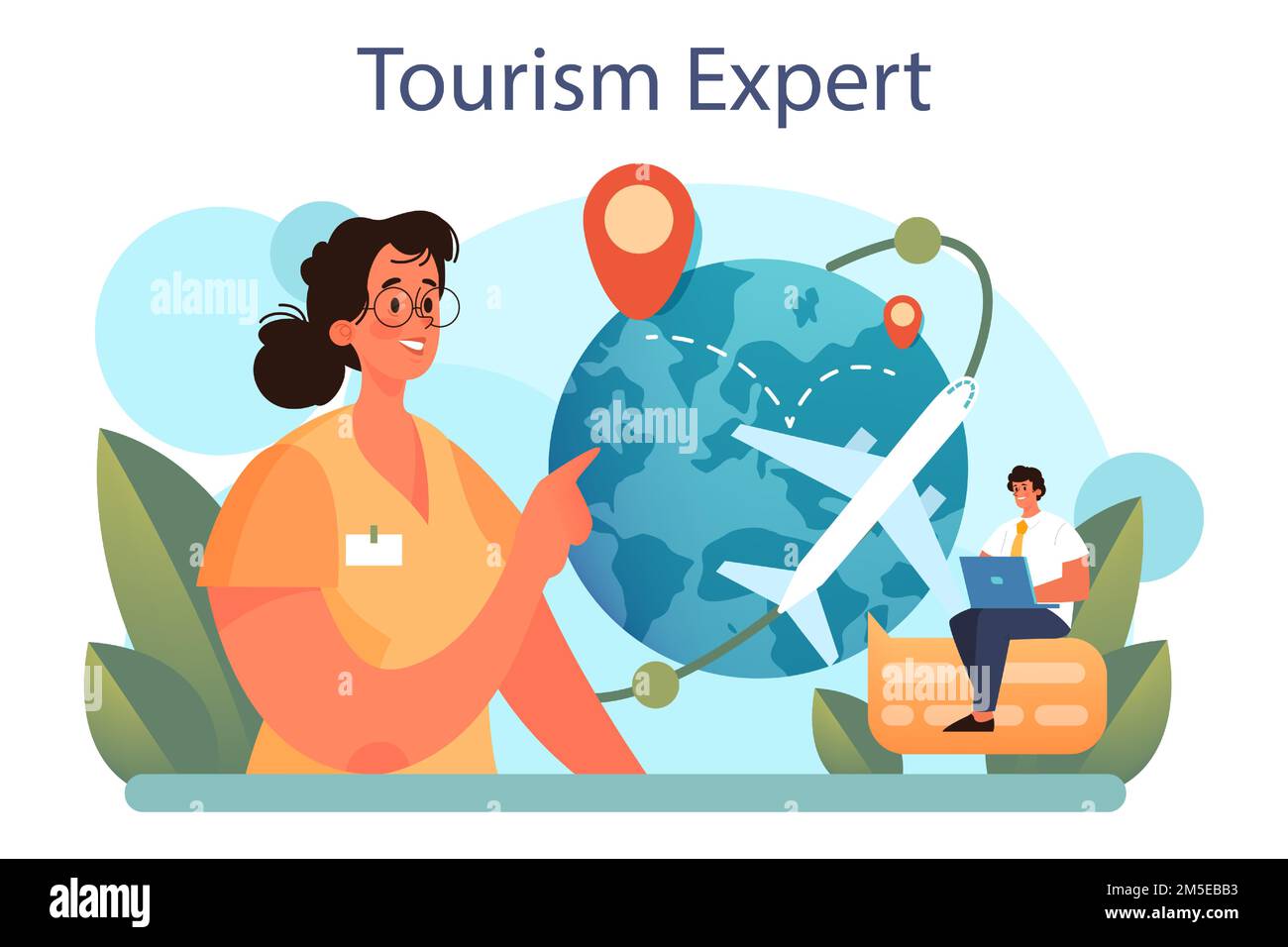 Tourism expert concept. Travel agent selling tour, cruise, airway or ...