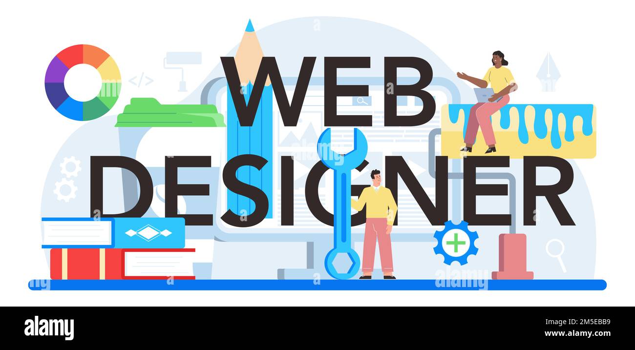 Web designer typographic header. Presenting content on web pages ...