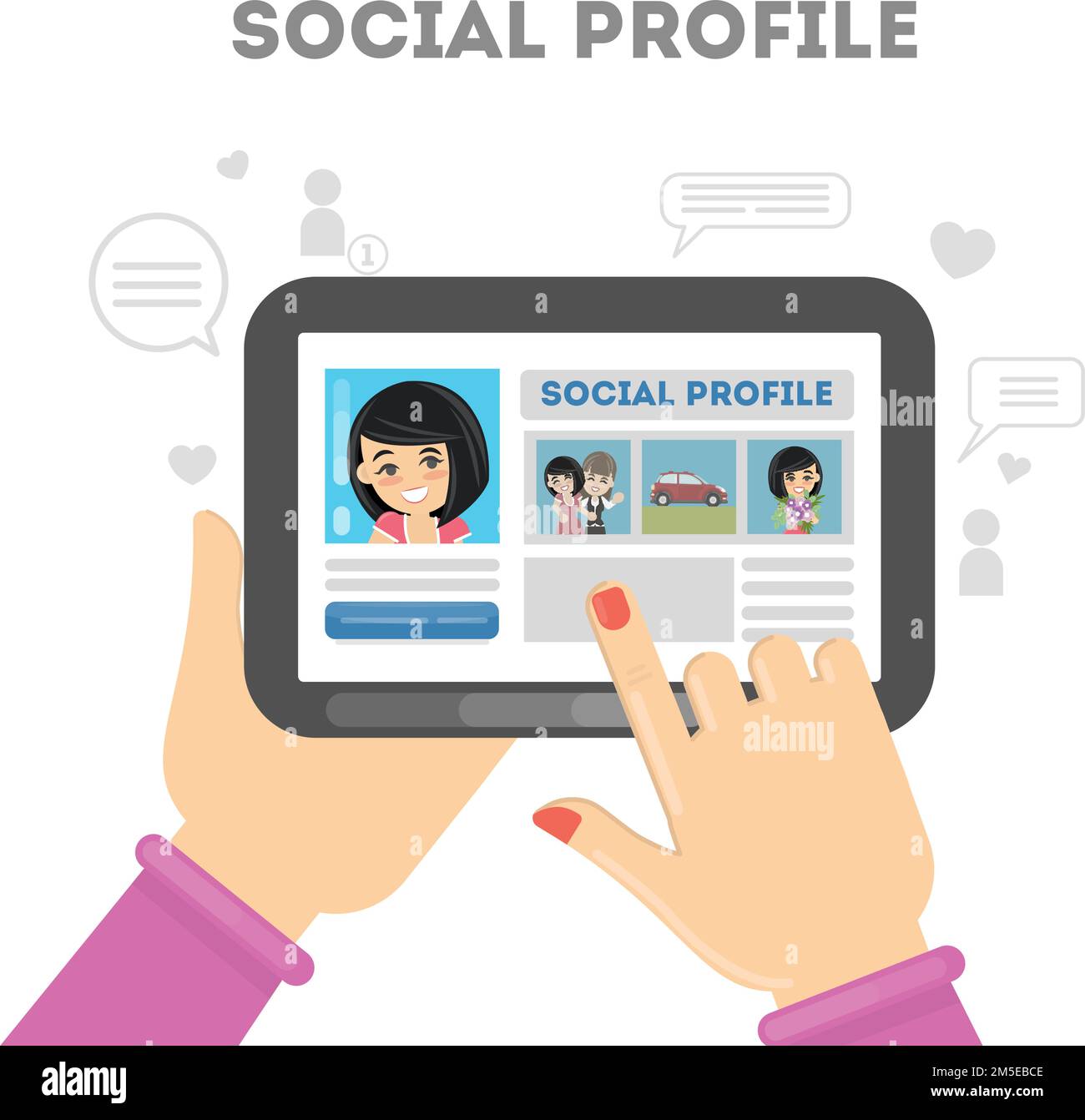 Social profile in media networks. Profile picture with personal ...