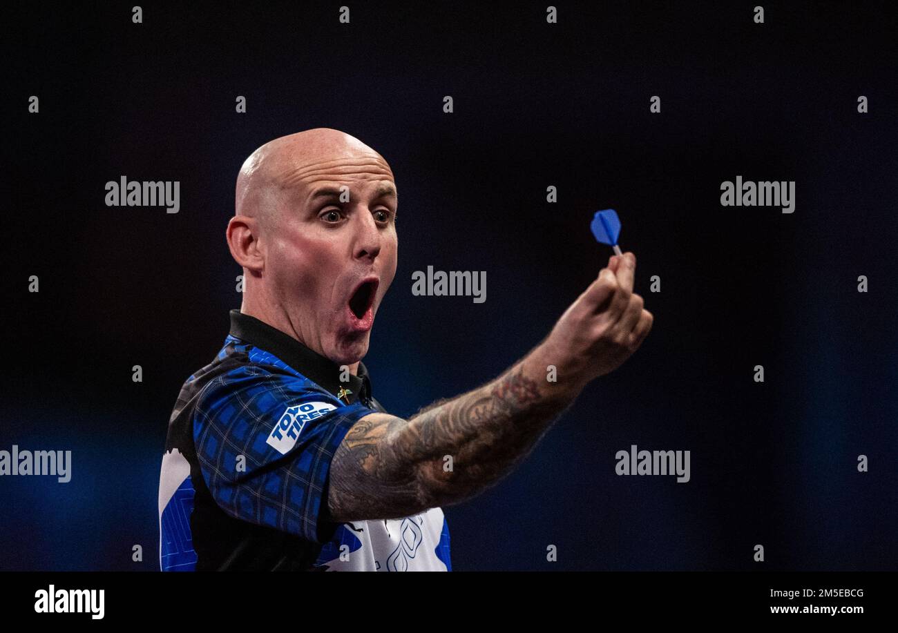 Alan Soutar celebrates winning against Danny Noppert during day eleven ...