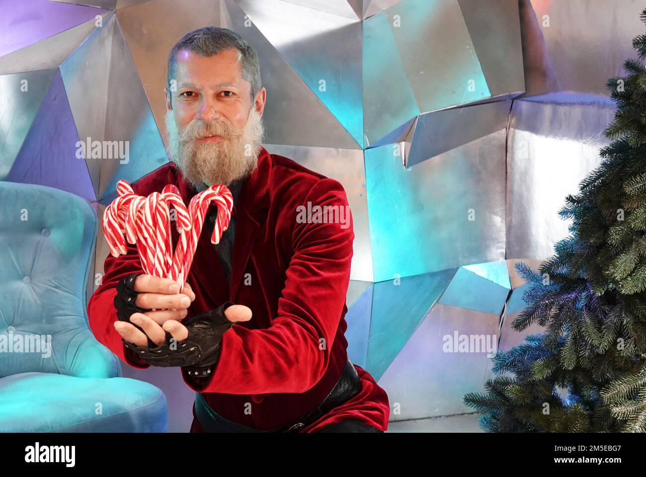 Cool Santa Claus and Rock and Roll Santa Claus Stock Photo - Alamy