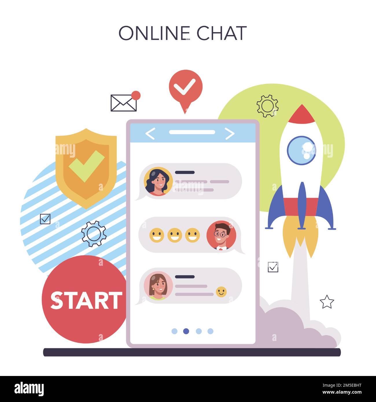 Start up running online service or platform. New business launching ...