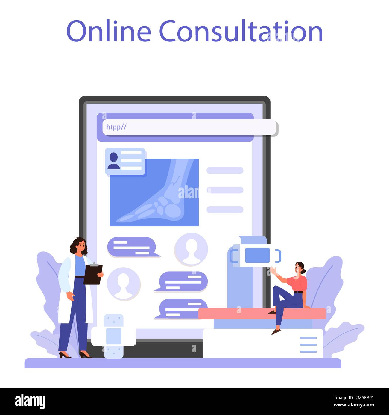 Traumatologist online service or platform. Injured limb, broken bone or ...