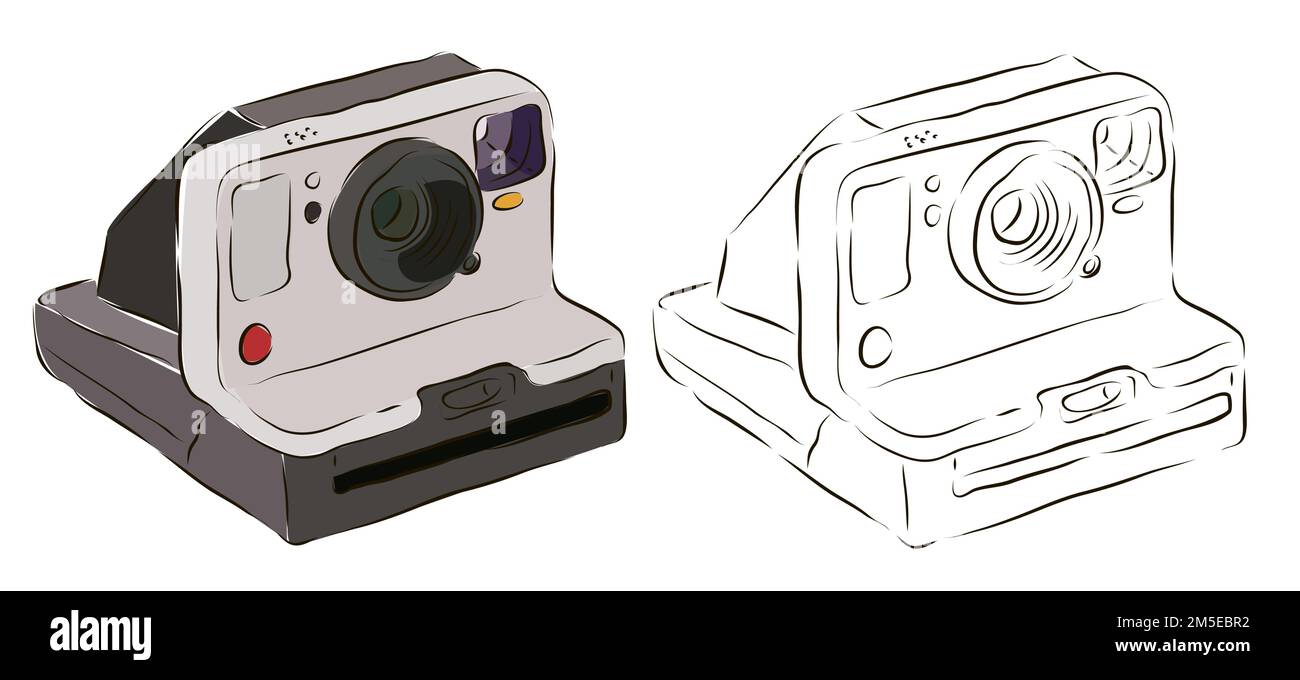 Vintage Polaroid Camera Drawing