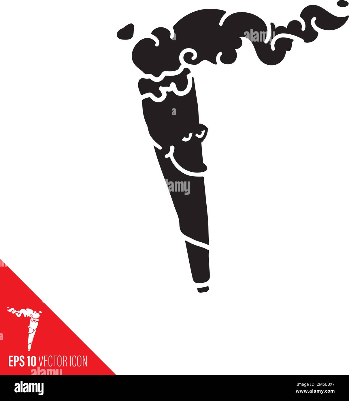 Happy burning stoned joint character vector glyph icon. Recreational ...