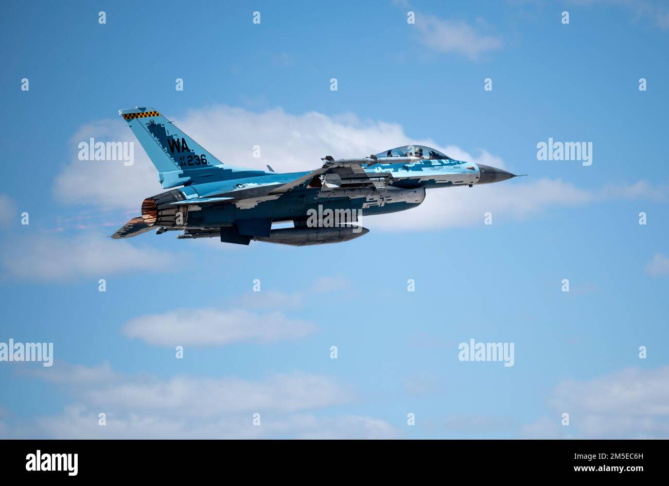 An F-16 Fighting Falcon fighter jet assigned to the 64th Aggressor ...