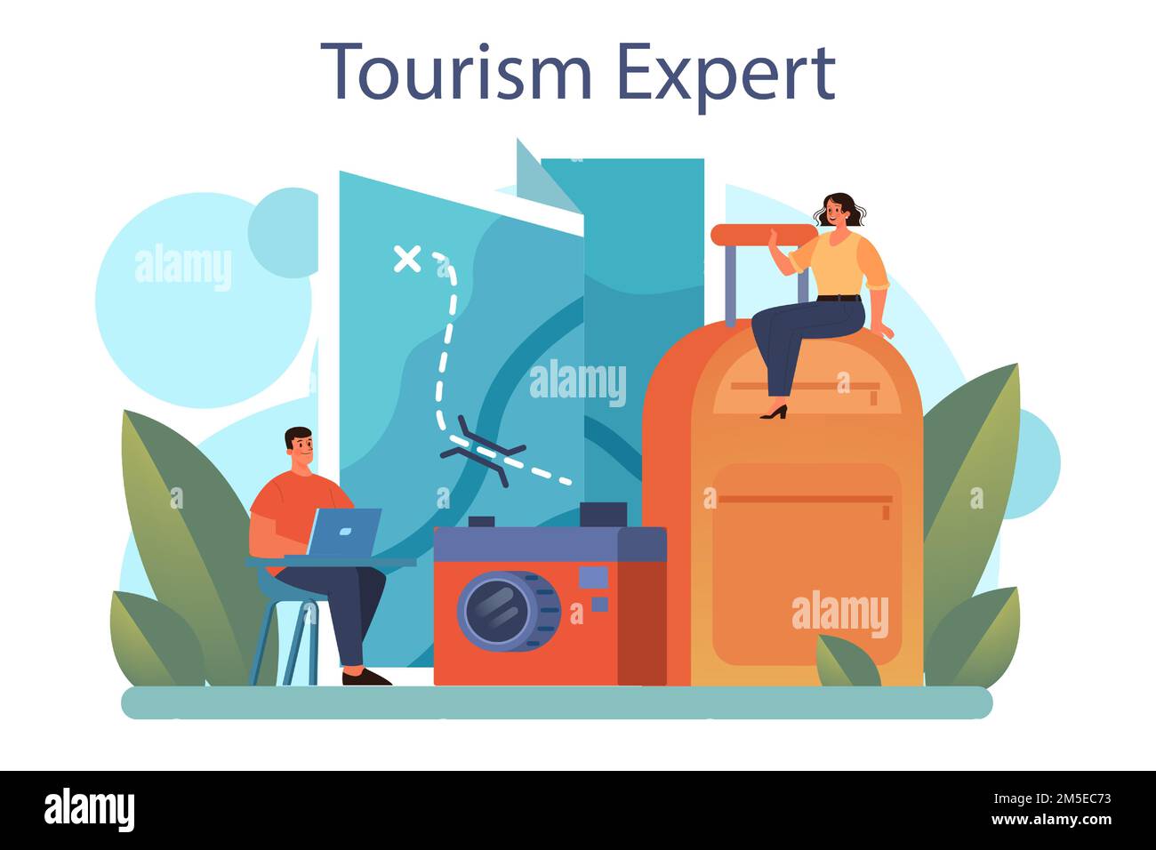 Tourism expert concept. Travel agent selling tour, cruise, airway or ...