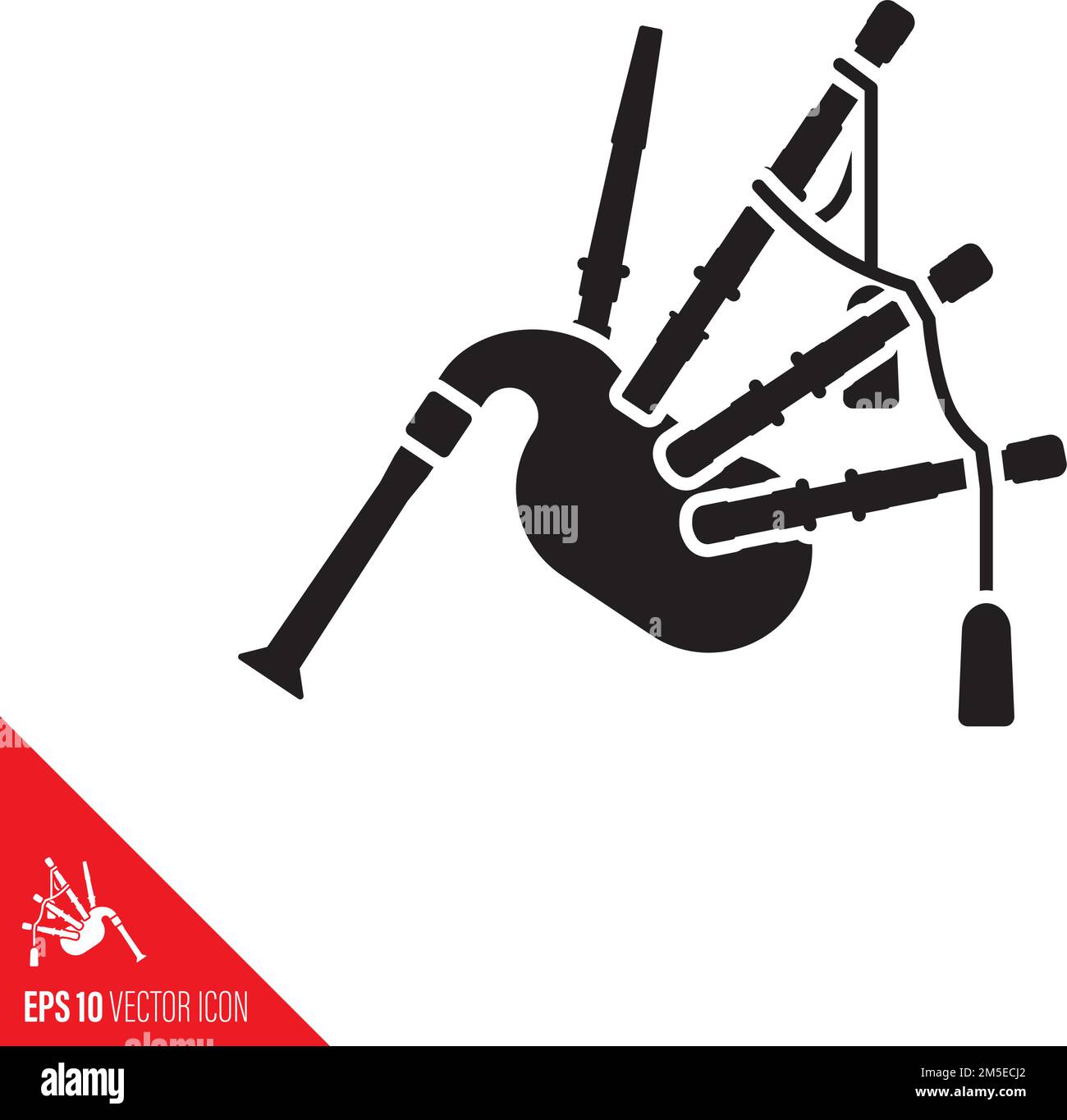 Scottish bagpipe vector icon. Traditional musical instrument outline ...