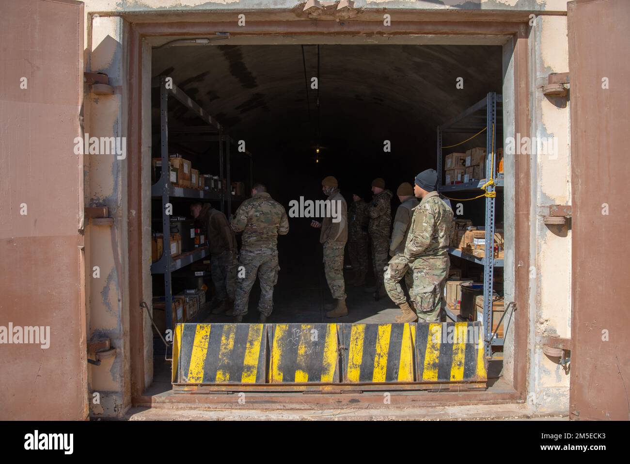 U.S. Airmen of the 27th Special Operations Munitions Squadron conduct a ...