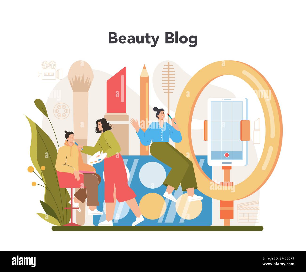 Video beauty blogger concept. Internet celebrity in social network ...