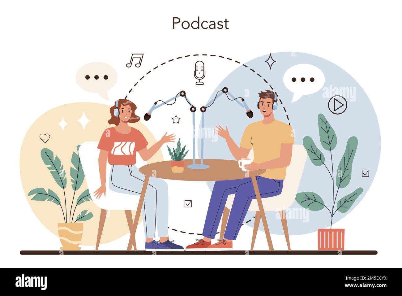 Radio host concept. Idea of news broadcasting in the studio. Radio DJ ...