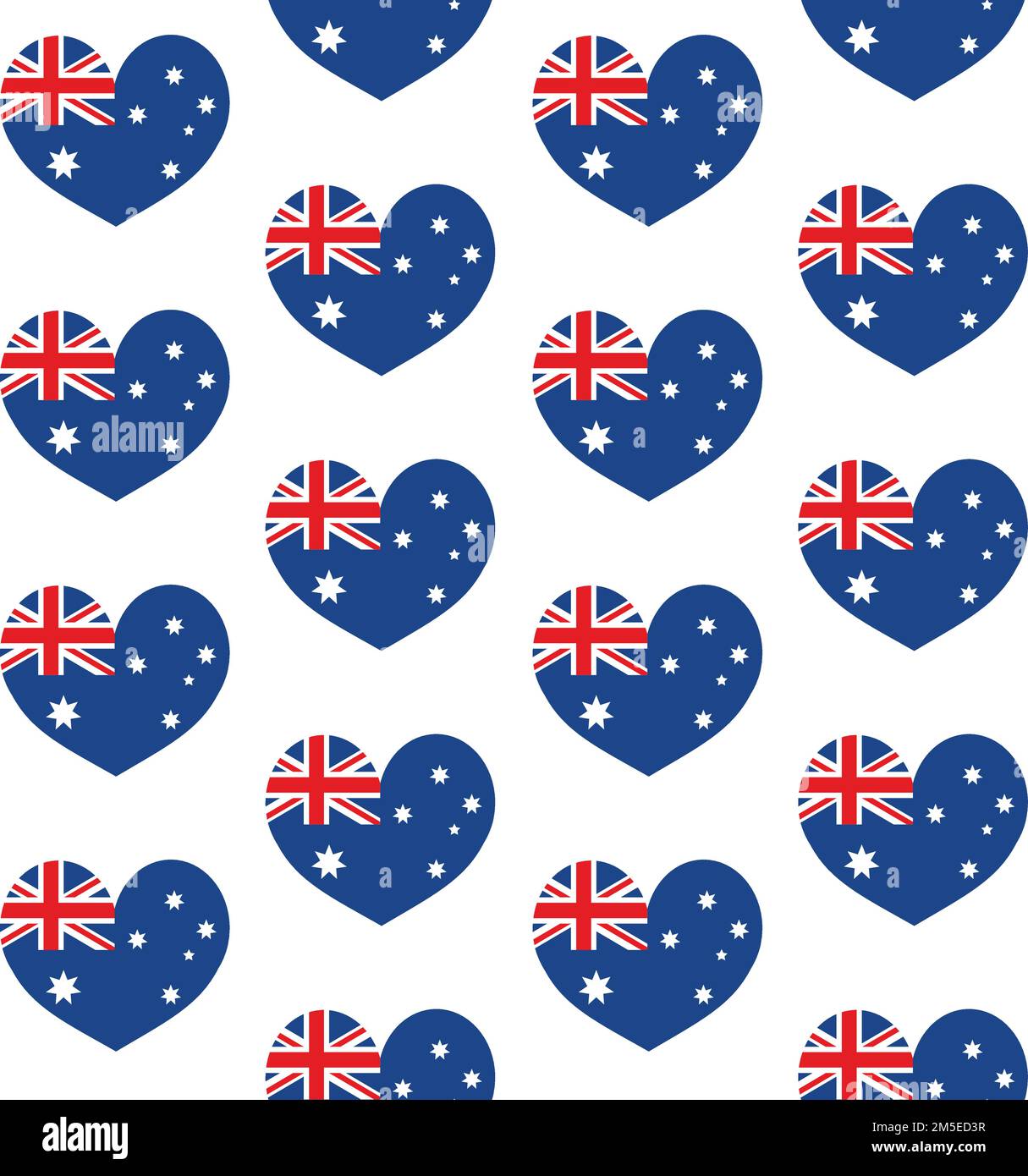 Vector seamless pattern of flat Australian flag heart isolated on white ...
