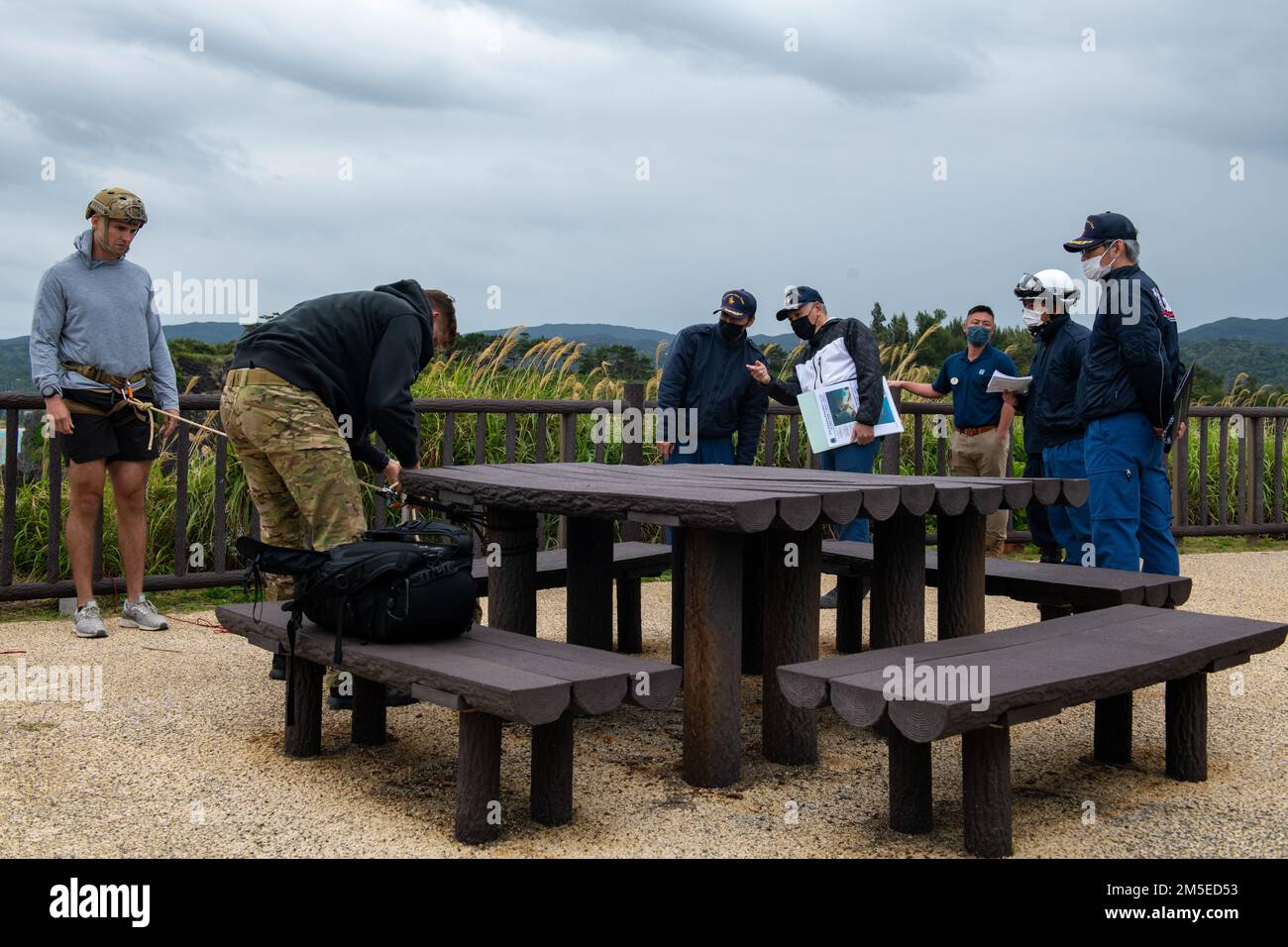 U.S. Air Force pararescuemen from the 31st Rescue Squadron demonstrate ...