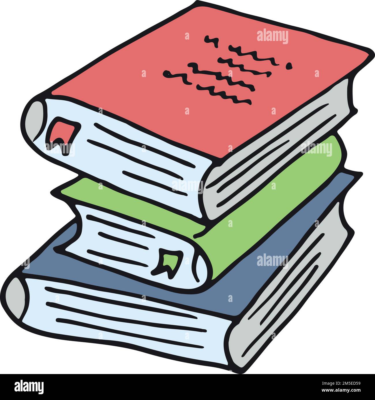 Book stack color doodle. Reading and studying icon Stock Vector Image ...