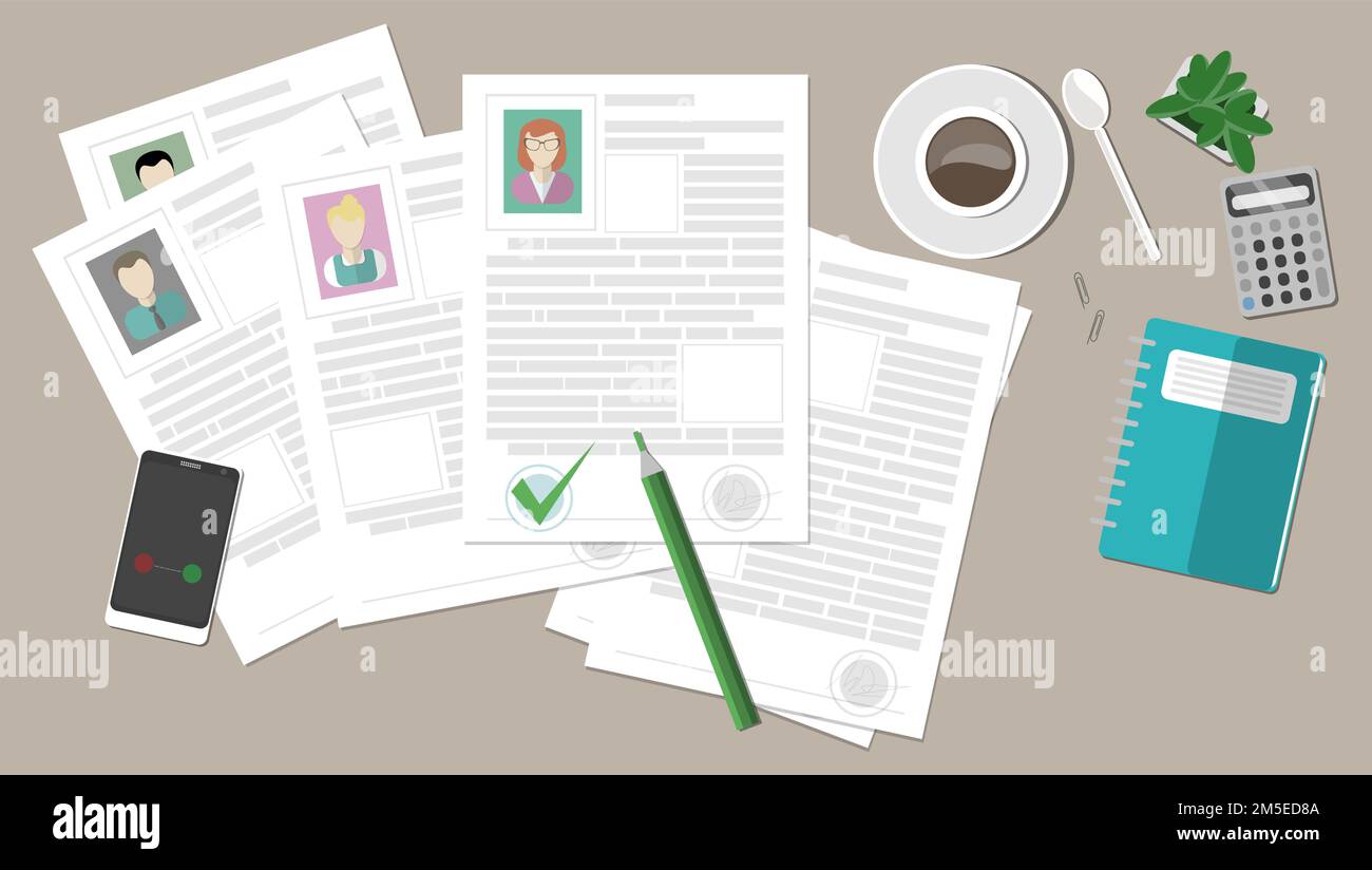 Resume on table Stock Vector Images - Alamy