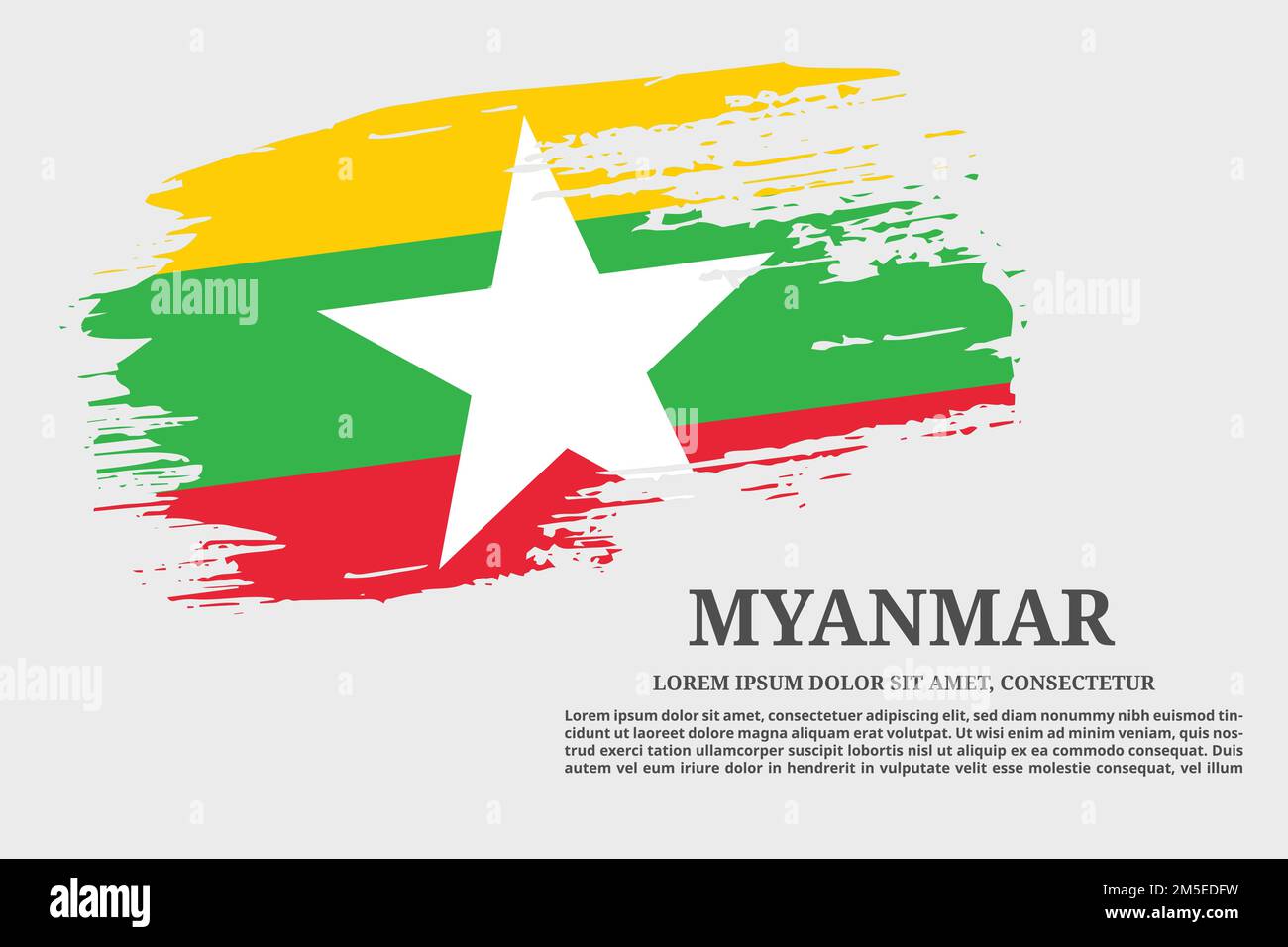 Myanmar flag grunge brush and text poster, vector Stock Vector Image ...