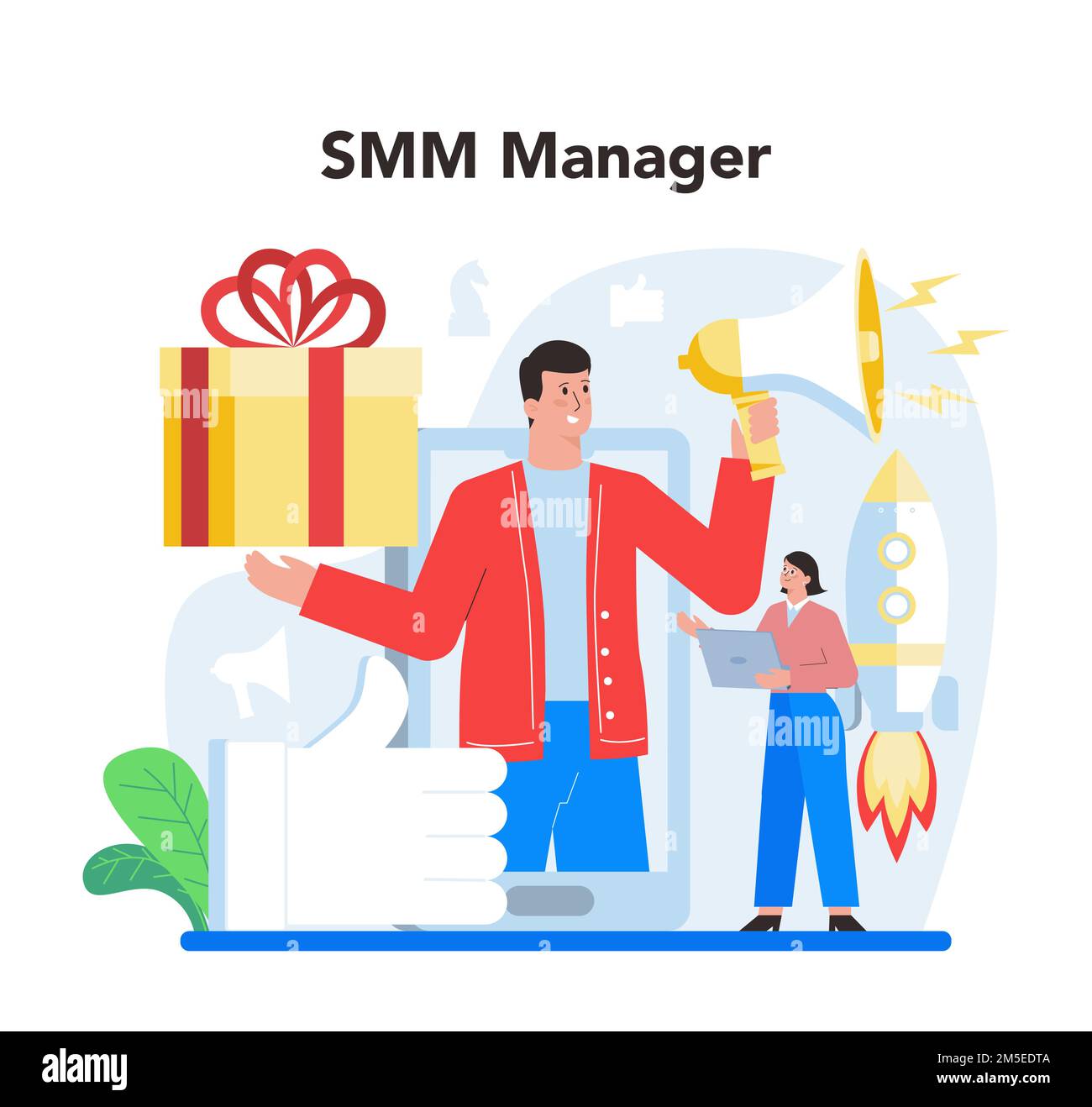 SMM concept. Social media marketing, advertising of business in the ...