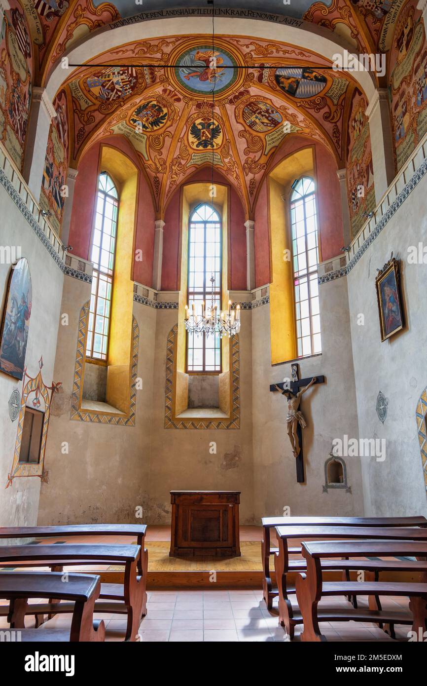 St. George Chapel interior at Ljubljana Castle in Slovenia. Originally ...