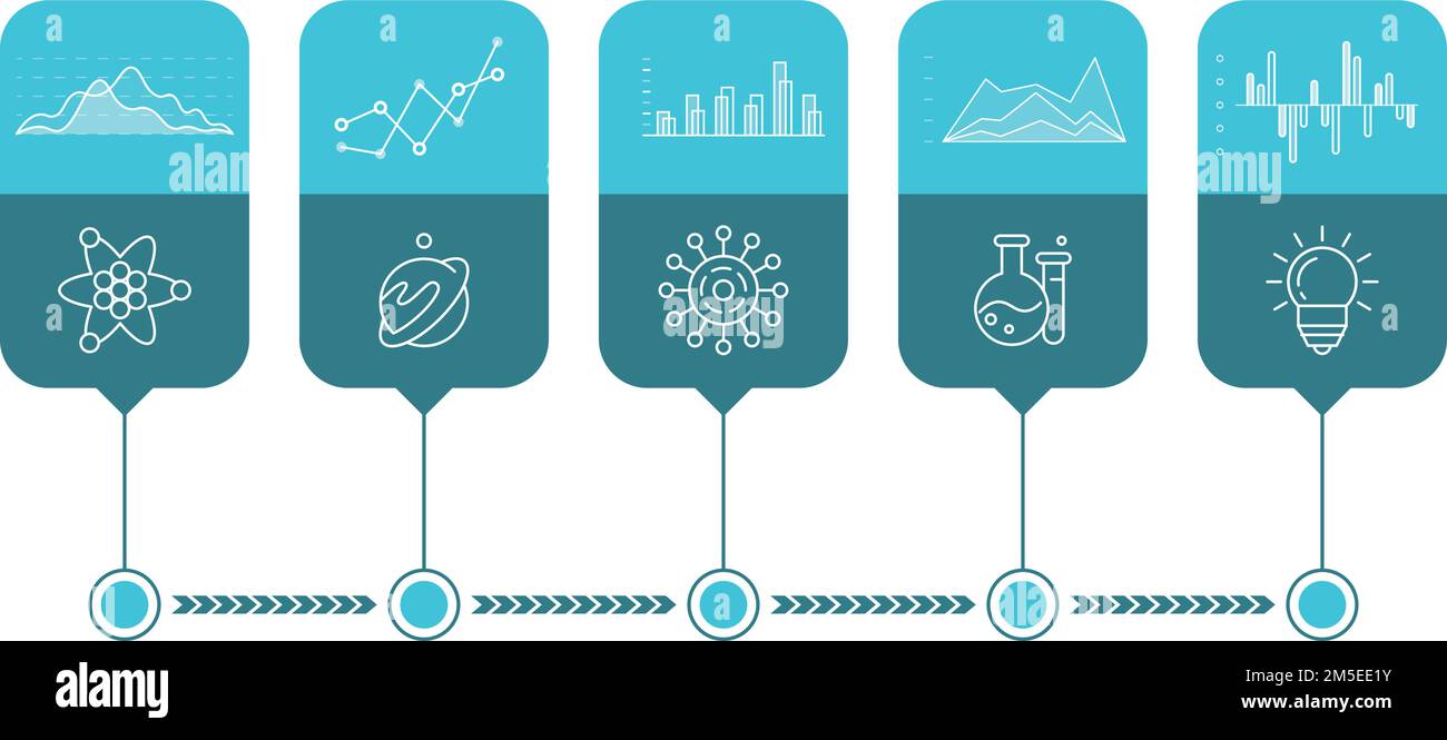 Scientific chart labels. Color progress infographic cards Stock Vector ...