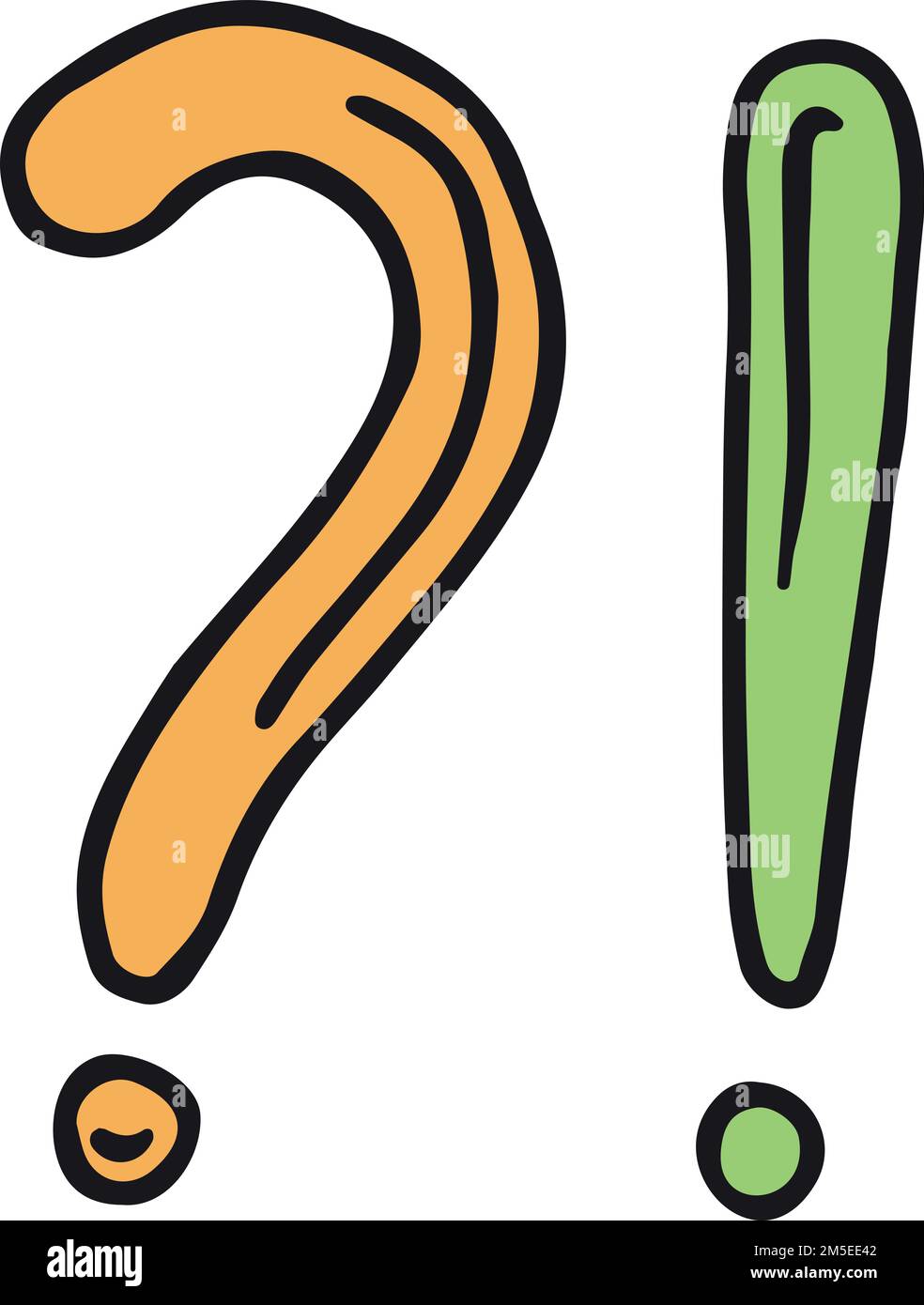 Question and exclamation mark doodle. Wondering punctuation icon Stock ...
