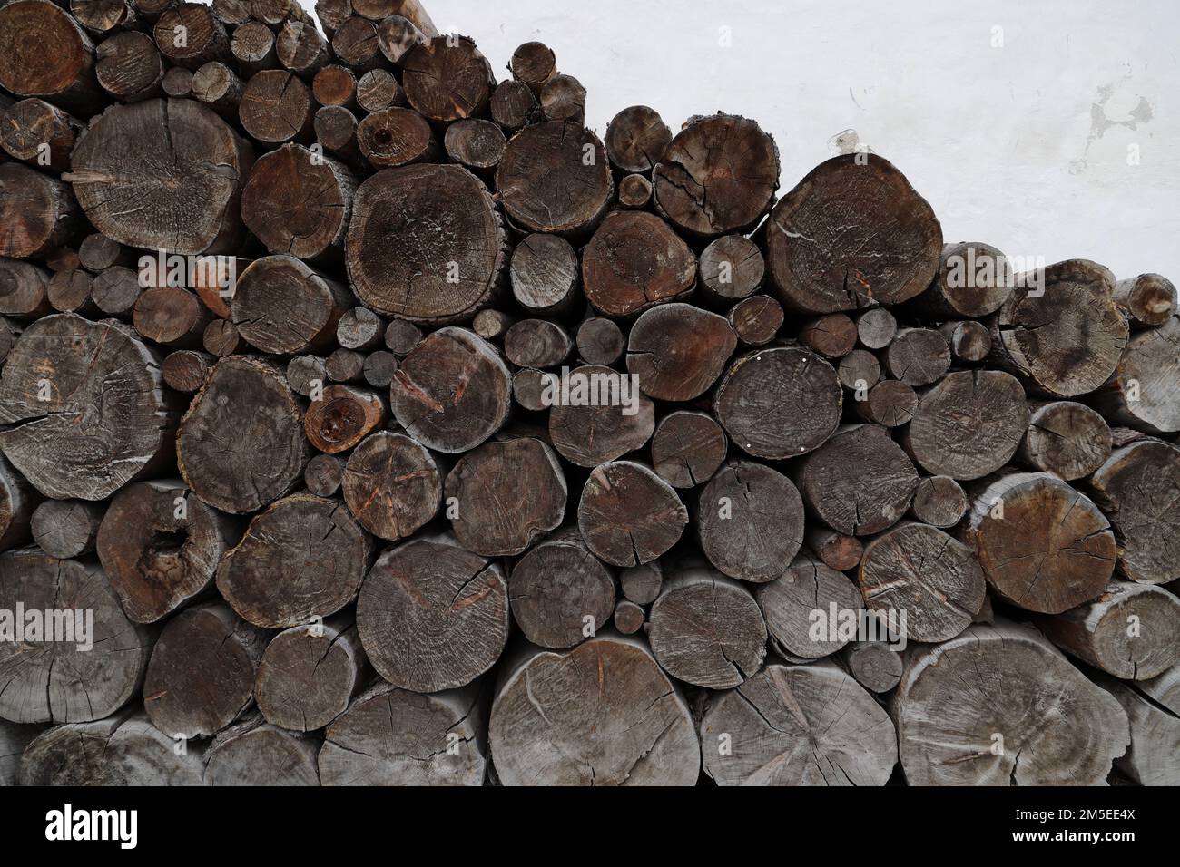 different round wooden disks as a background on a board Stock Photo - Alamy