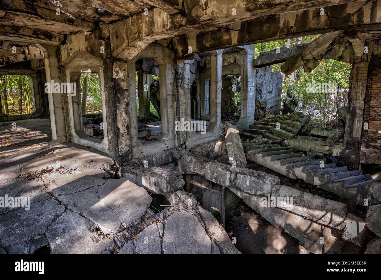 Gdansk, Poland, Westerplatte New Barracks ruins, remains of reinforced ...
