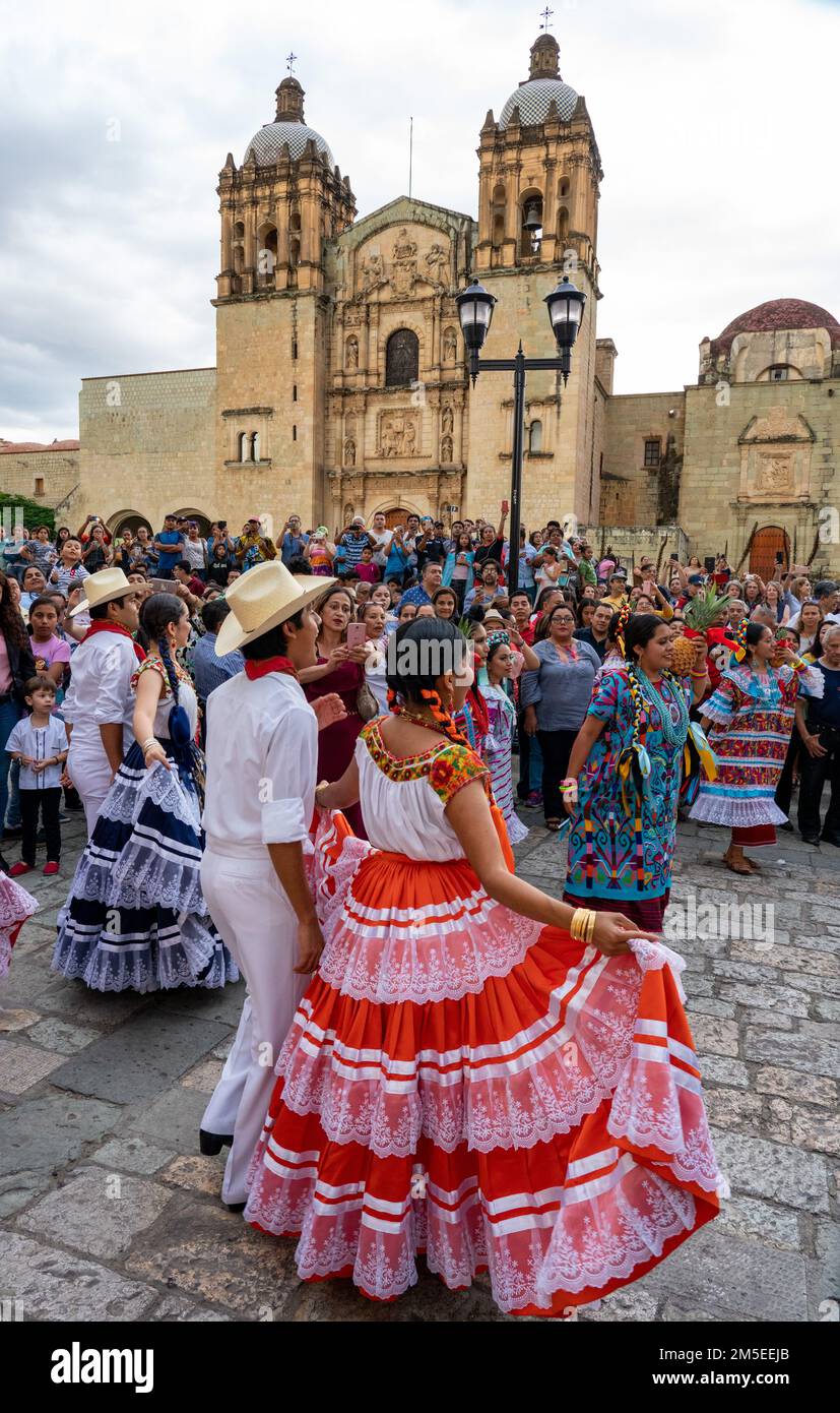 Dancers in traditional dress from Santiago Pinotepa Nacional in a ...