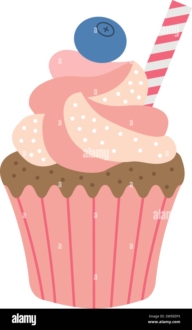 Sweet cream dessert. Blueberry cupcake color icon Stock Vector Image ...