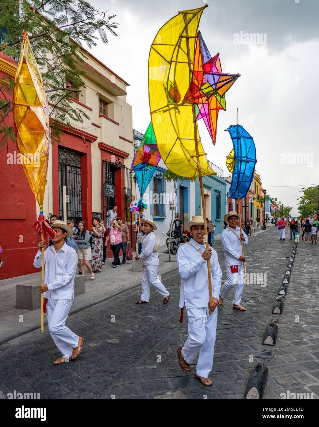 Farolero dancers representing lamplighters with their stylized lanterns ...