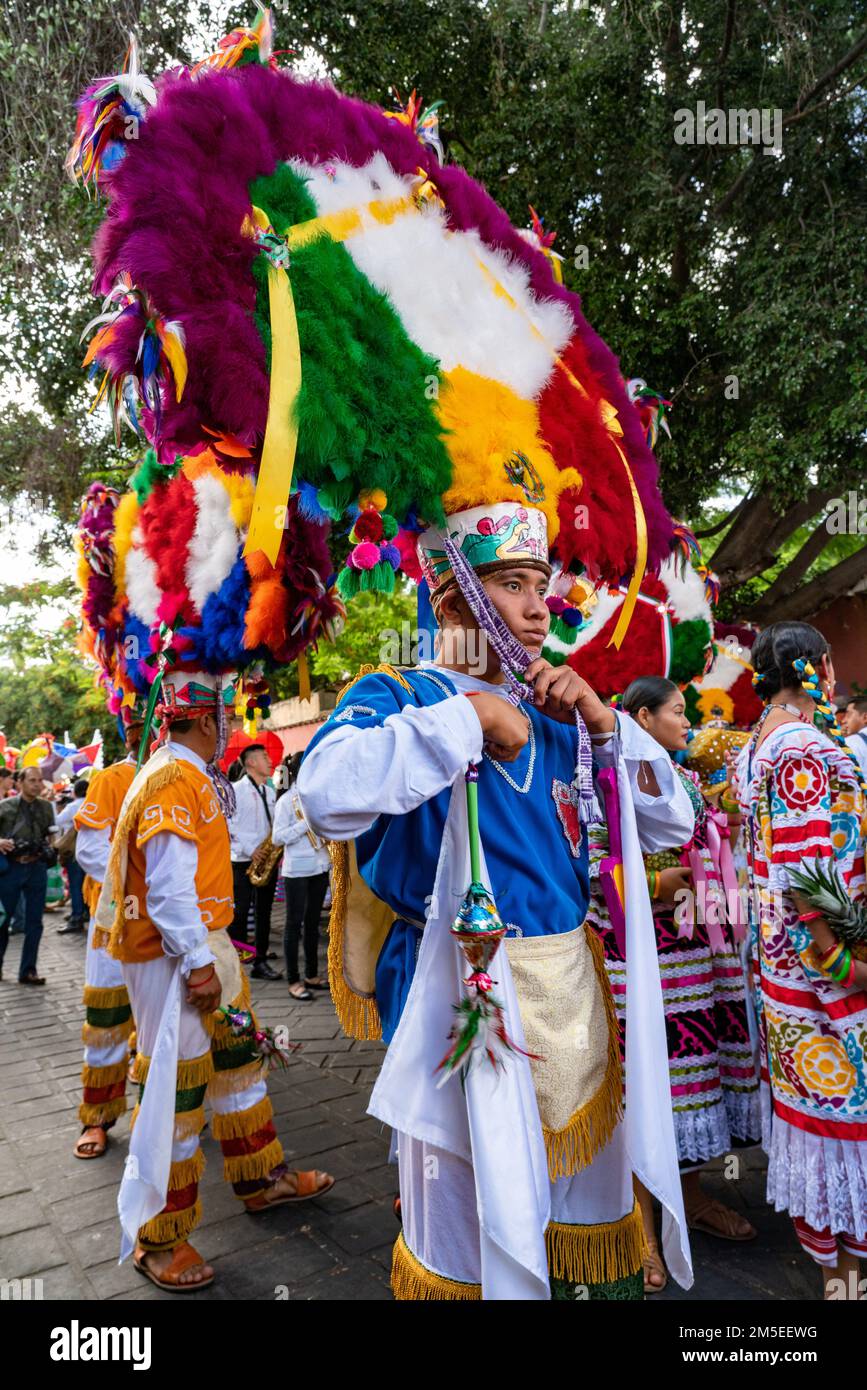 An Aztec warrior dancer from the Danza la Pluma at the Guelaguetza ...