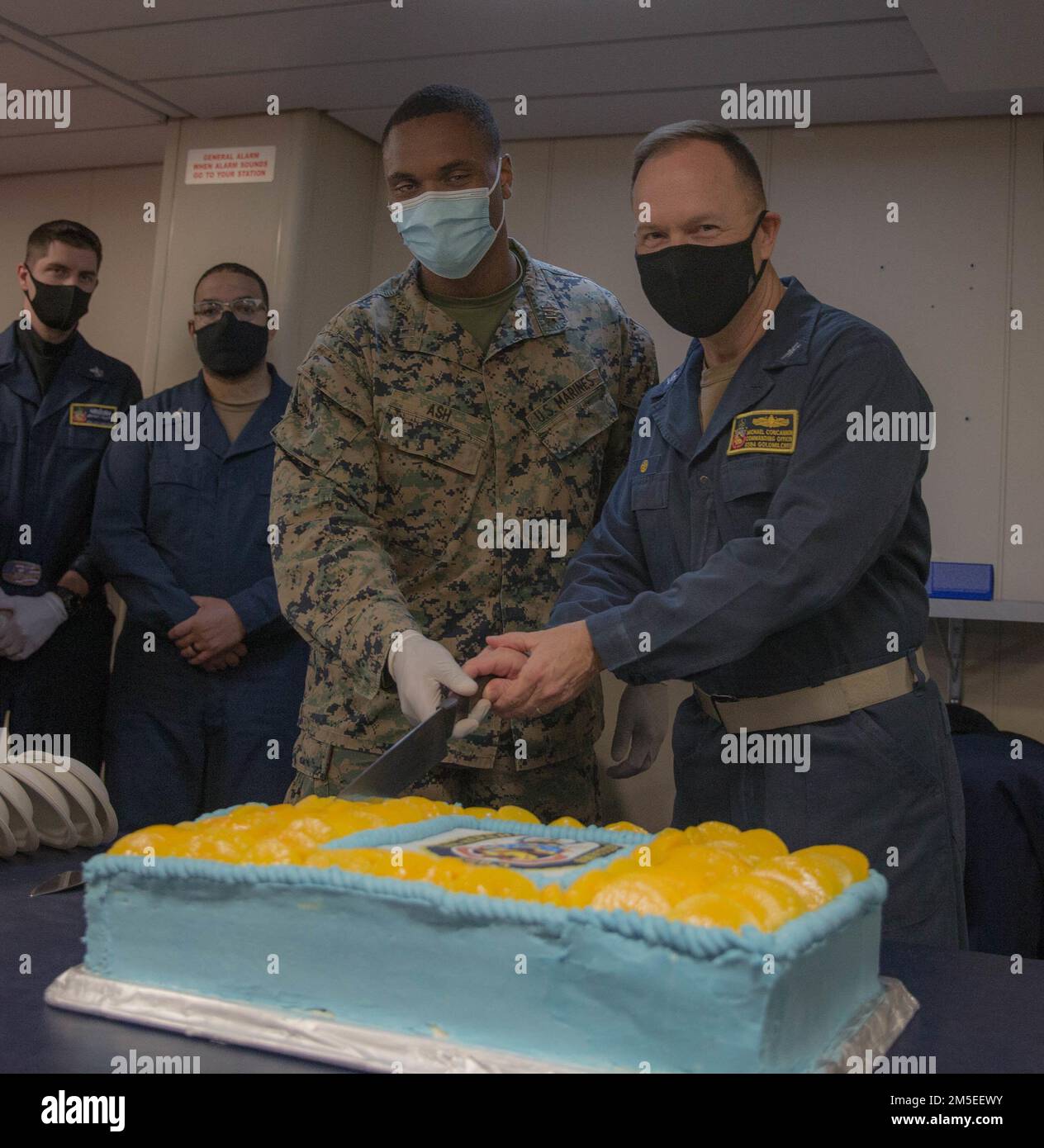 ATLANTIC OCEAN (March 7, 2022) Capt. Michael Concannon, right ...