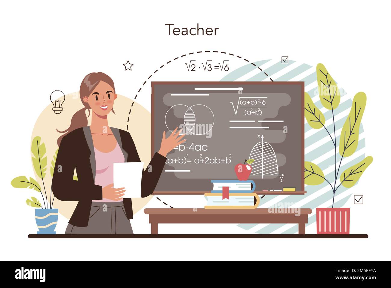 Teacher concept. Professor giving a lesson in a classroom. School or ...