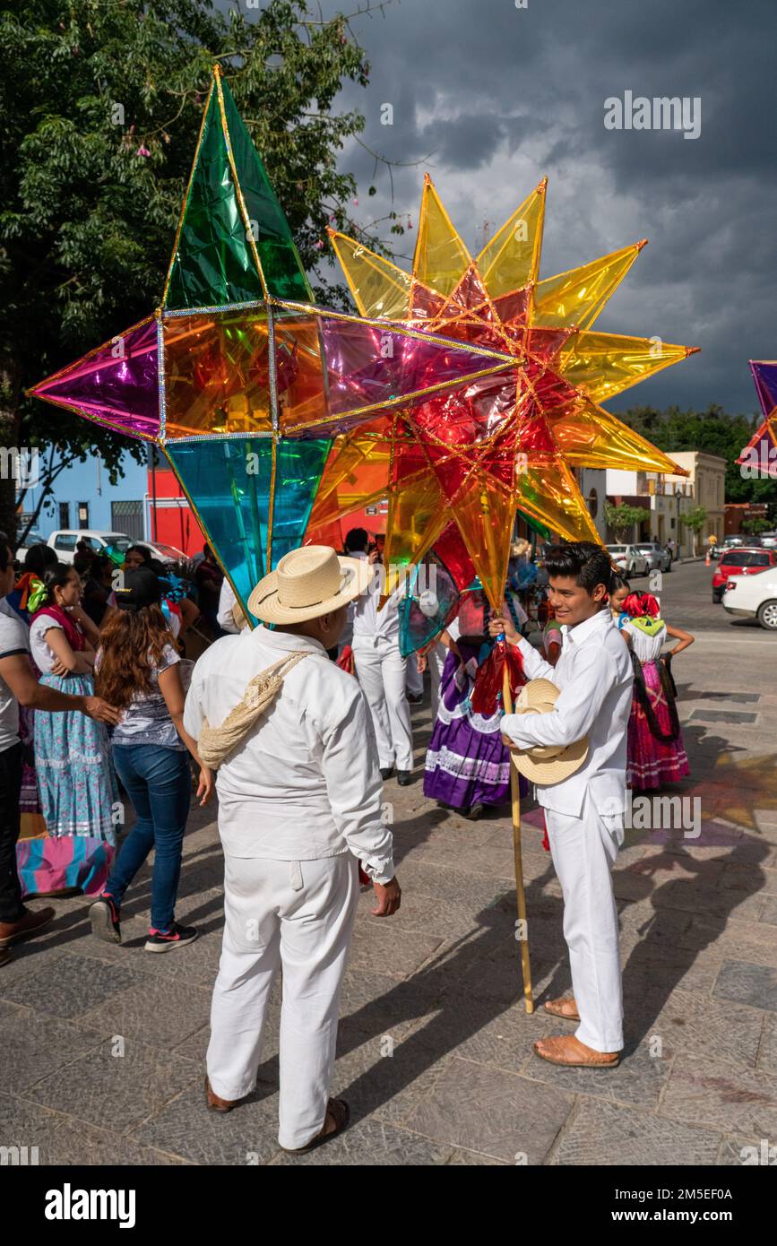 Farolero dancers representing lamplighters with their stylized lanterns ...