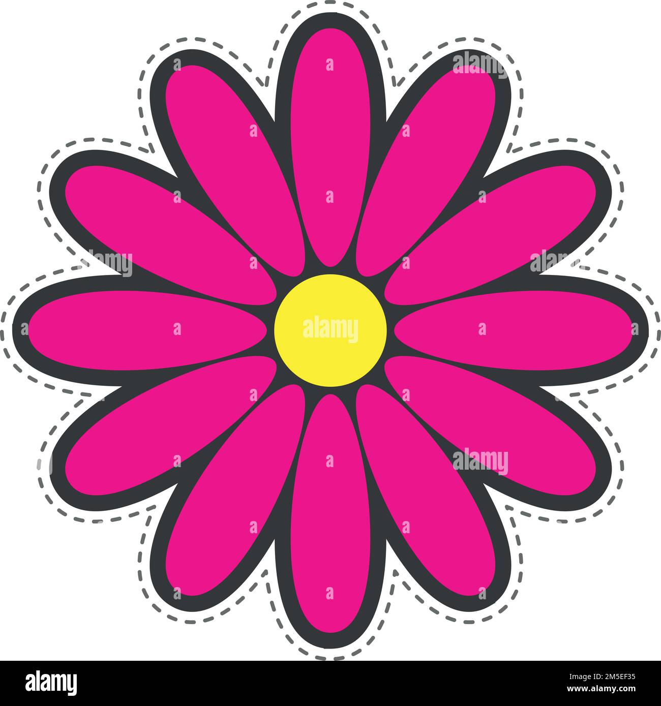 Pink flower patch. Bright floral element. Color sticker Stock Vector ...