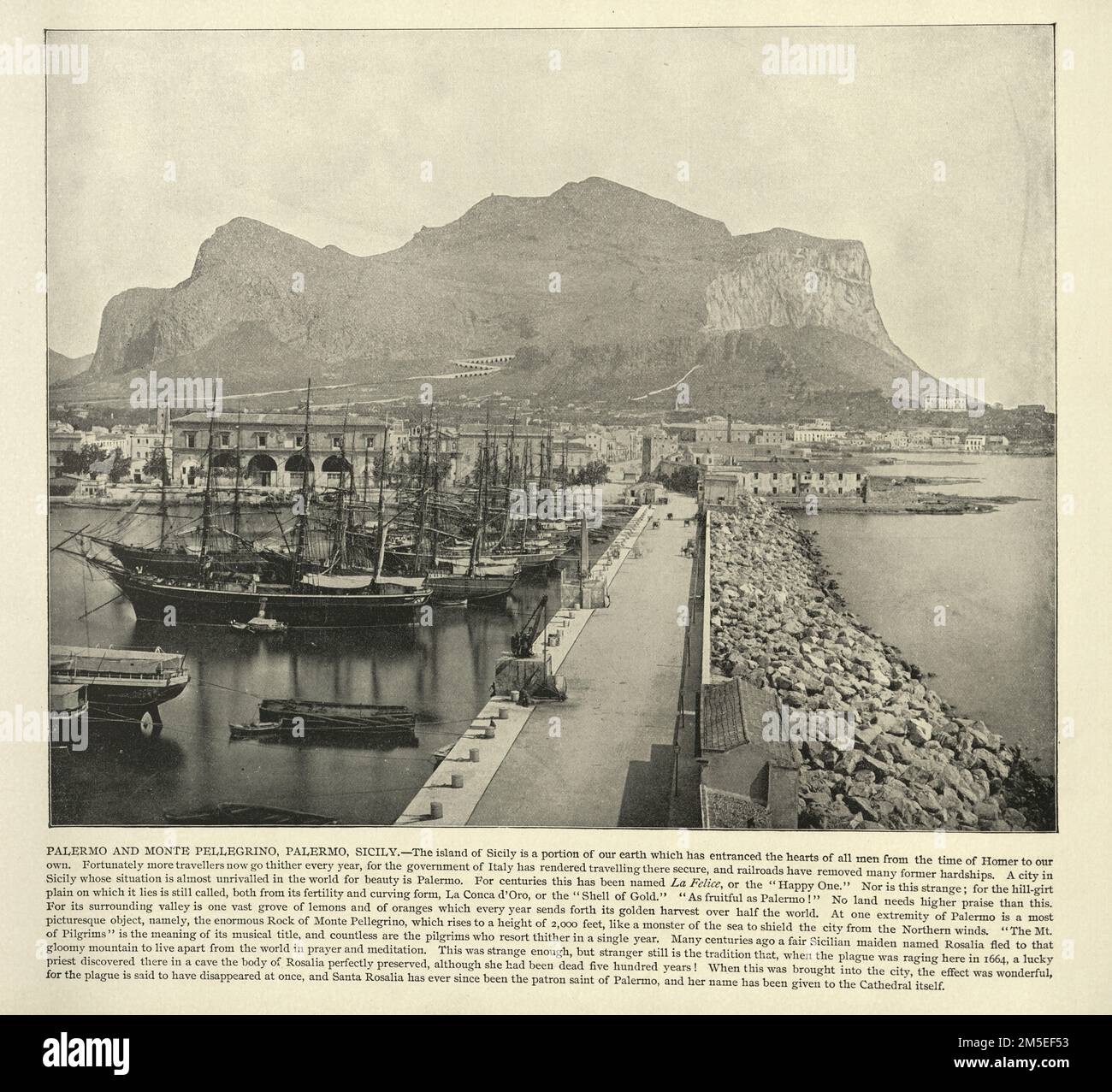 Vintage photograph of Palermo and Monte Pellegrino, Sicily, Italy ...