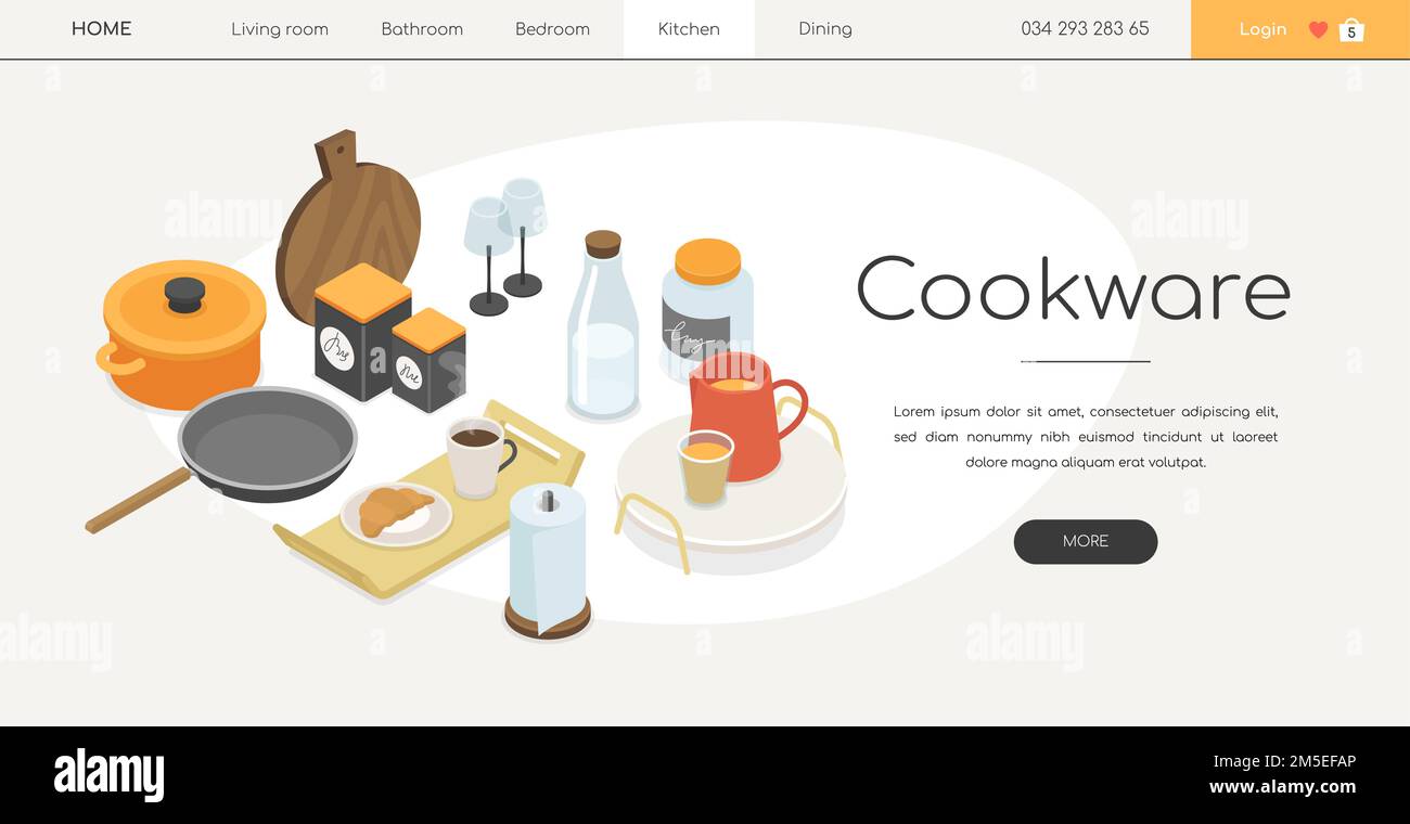 Cookware - line design style isometric web banner Stock Vector Image ...